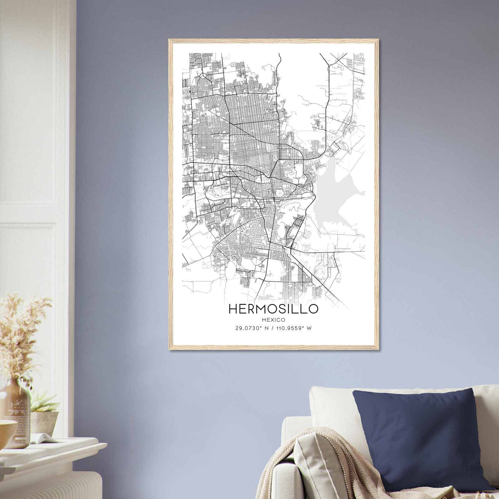 Hermosillo Mexico Map Poster, Hermosillo City Road Wall Art Print ...