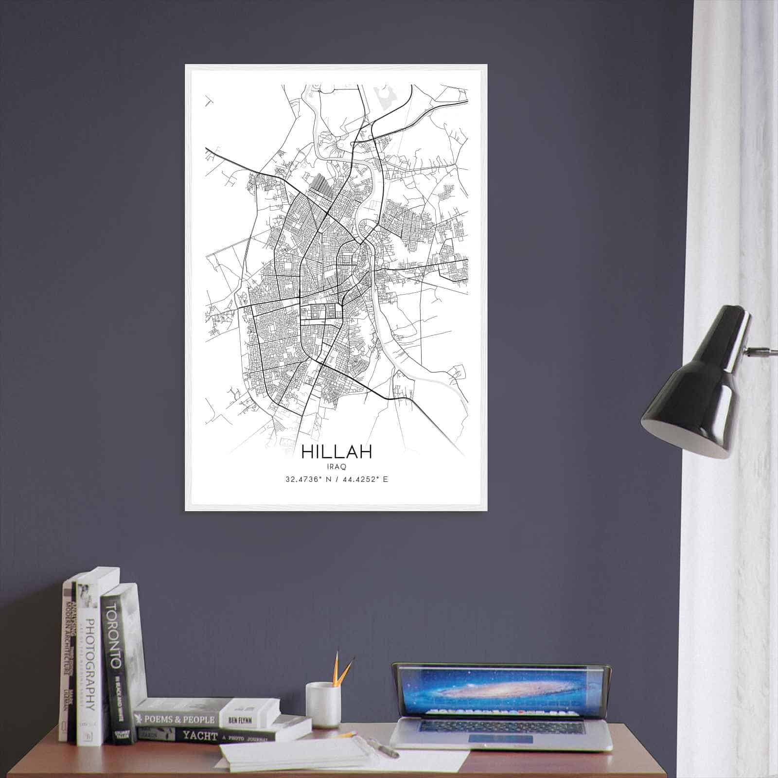 Hillah Iraq Map Poster, Hillah City Road Wall Art Print - Custom Maps ...