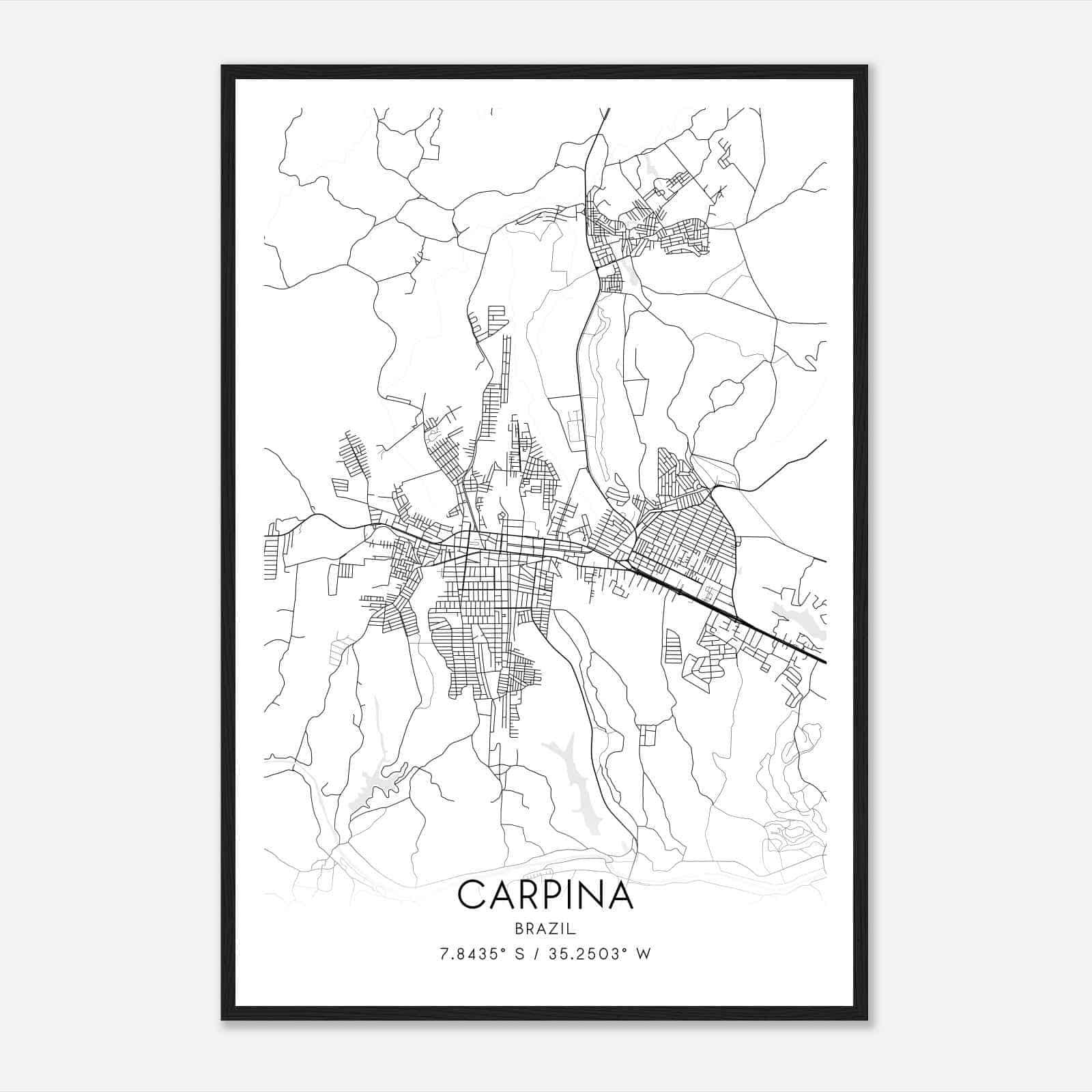 Carpina Brazil Map Poster, Carpina City Road Wall Art Print - Custom ...