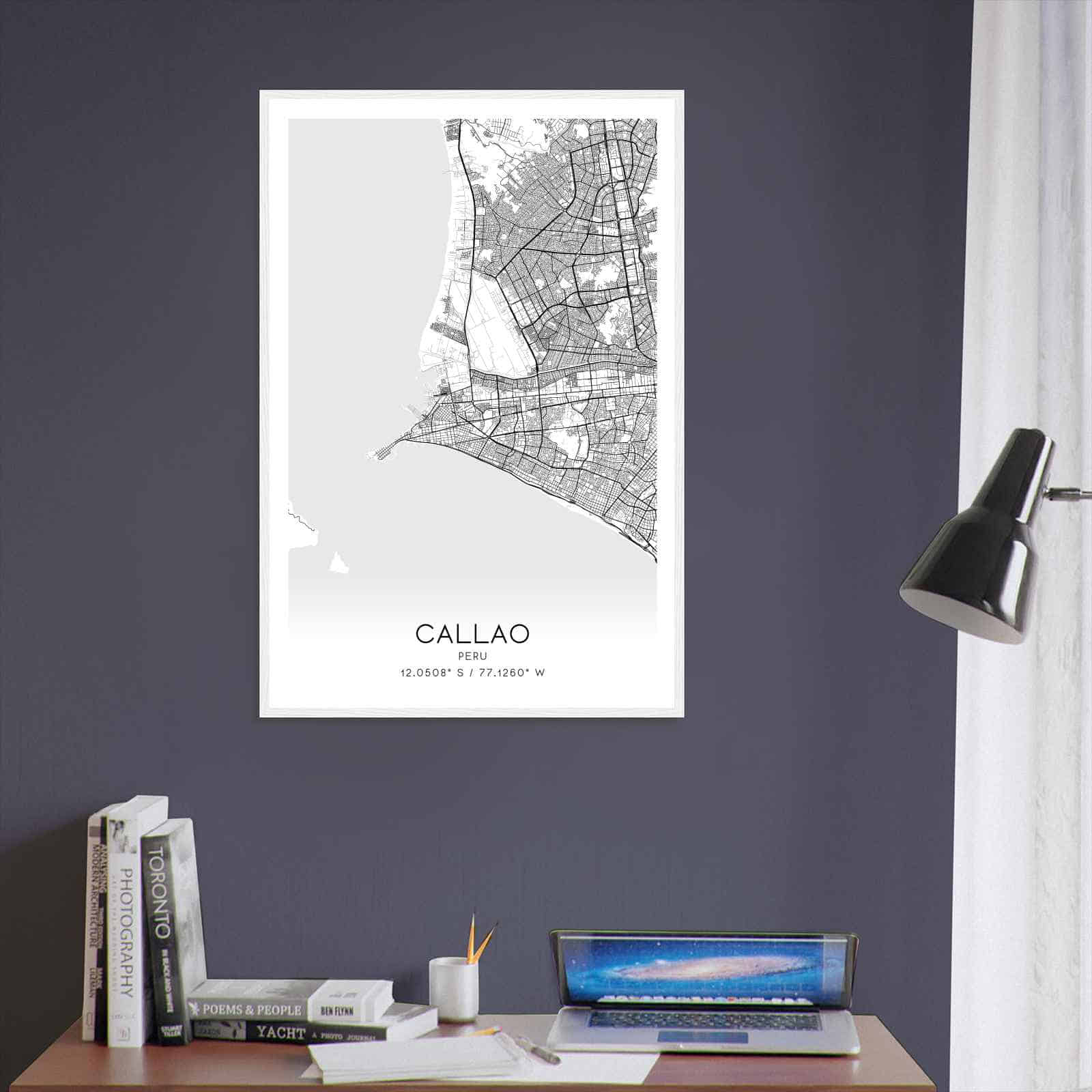 Callao Peru Map Poster, Callao City Road Wall Art Print - Custom Maps ...