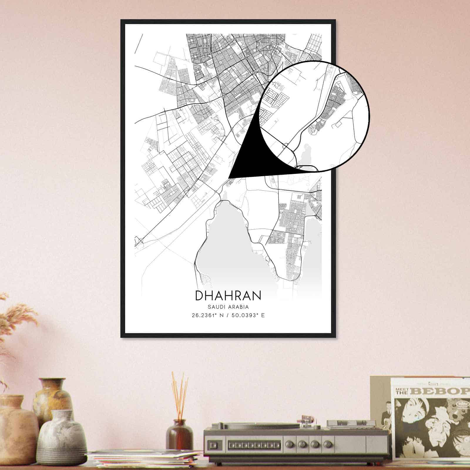 Dhahran Saudi Arabia Map Poster, Dhahran City Road Wall Art Print ...