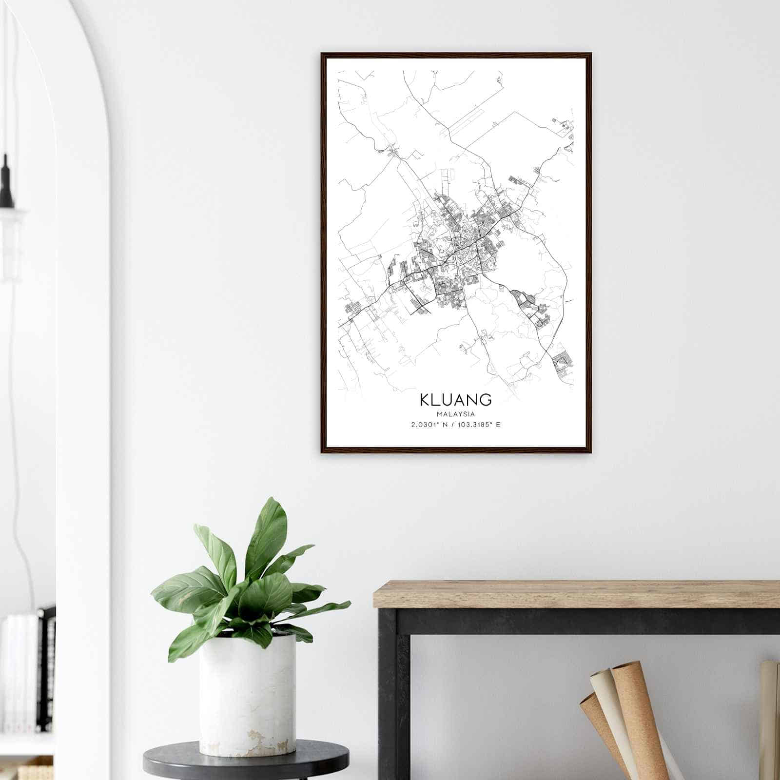 Kluang Malaysia Map Poster, Kluang City Road Wall Art Print - Custom ...