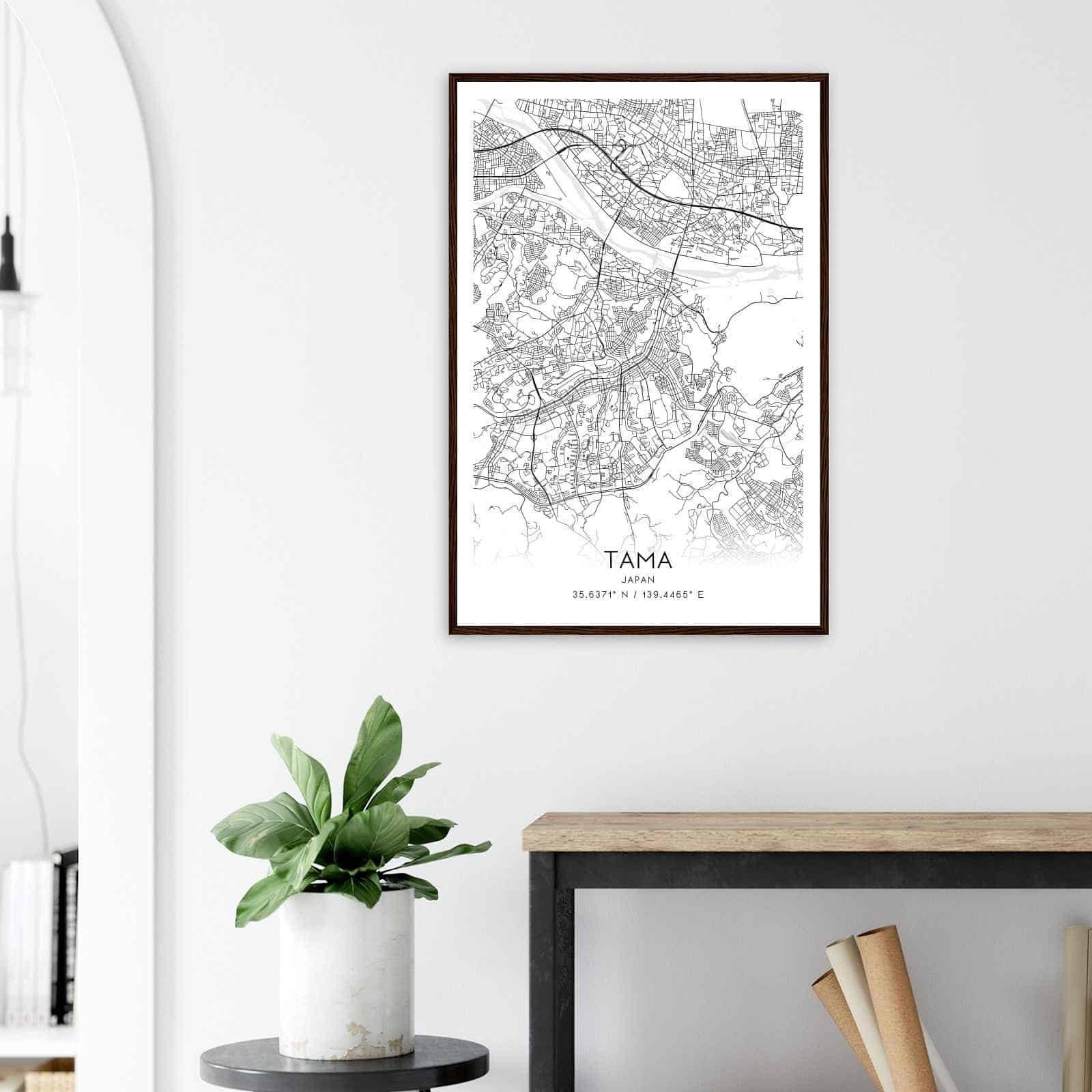 Tama Japan Map Poster, Tama City Road Wall Art Print - Custom Maps ...