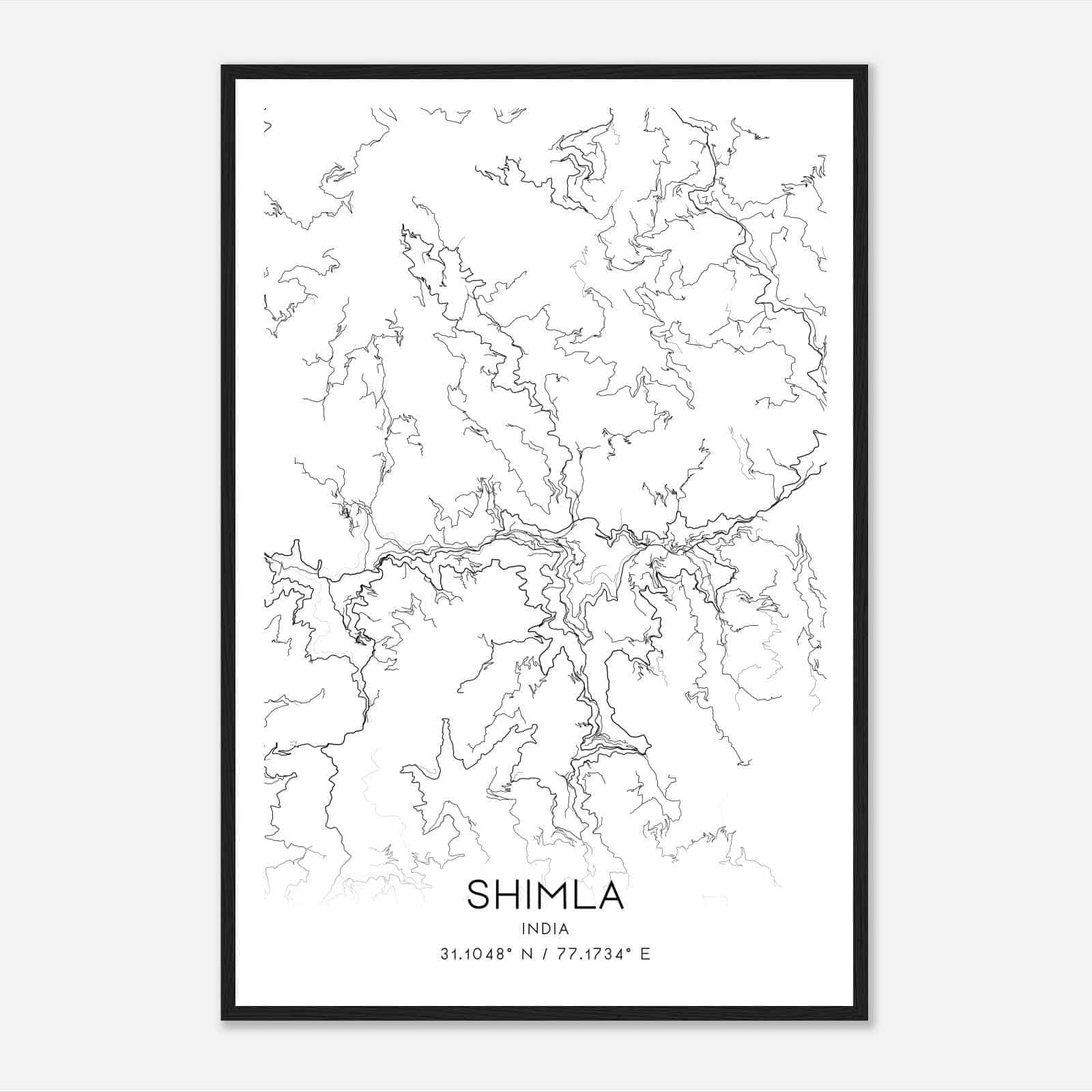 Shimla India Map Poster, Shimla City Road Wall Art Print - Custom Maps ...