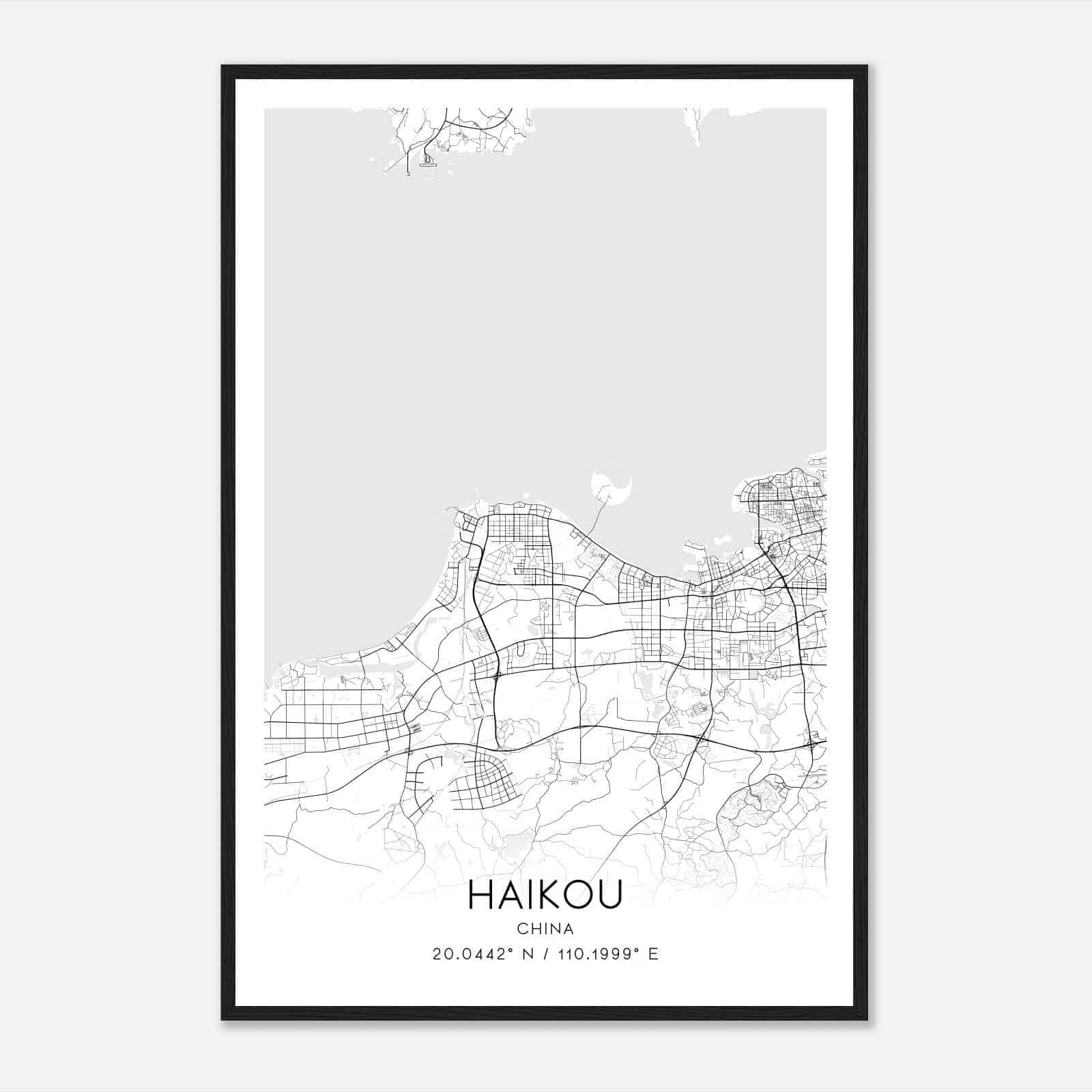 Haikou China Map Poster, Haikou City Road Wall Art Print - Custom Maps ...