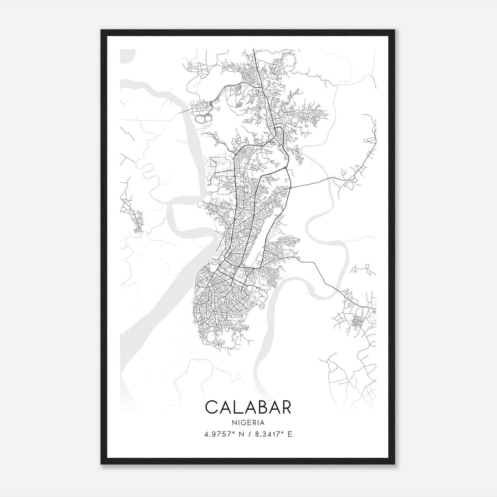 Calabar Nigeria Map Poster, Calabar City Road Wall Art Print - Custom ...