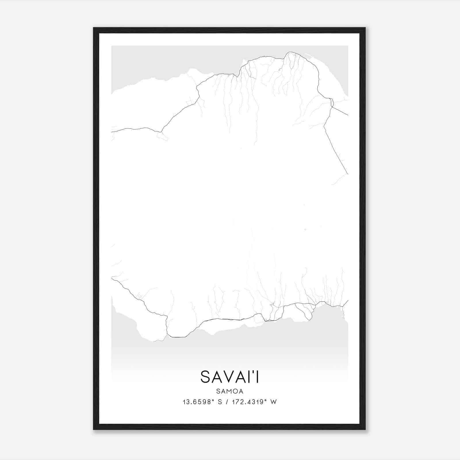 Savaii Samoa Map Poster, Savaii City Road Wall Art Print - Custom Maps ...