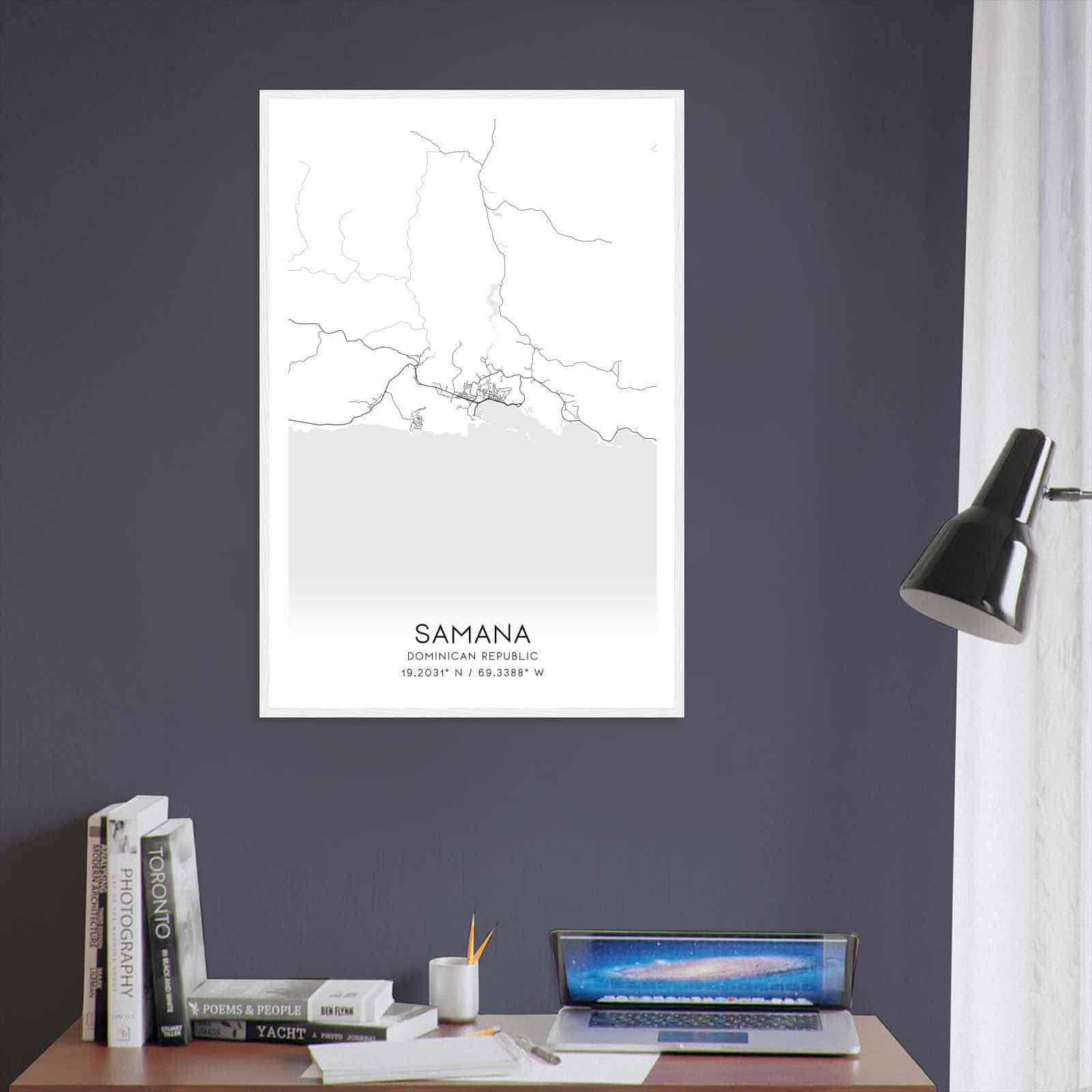 Samana Dominican Republic Map Poster, Samana City Road Wall Art Print ...
