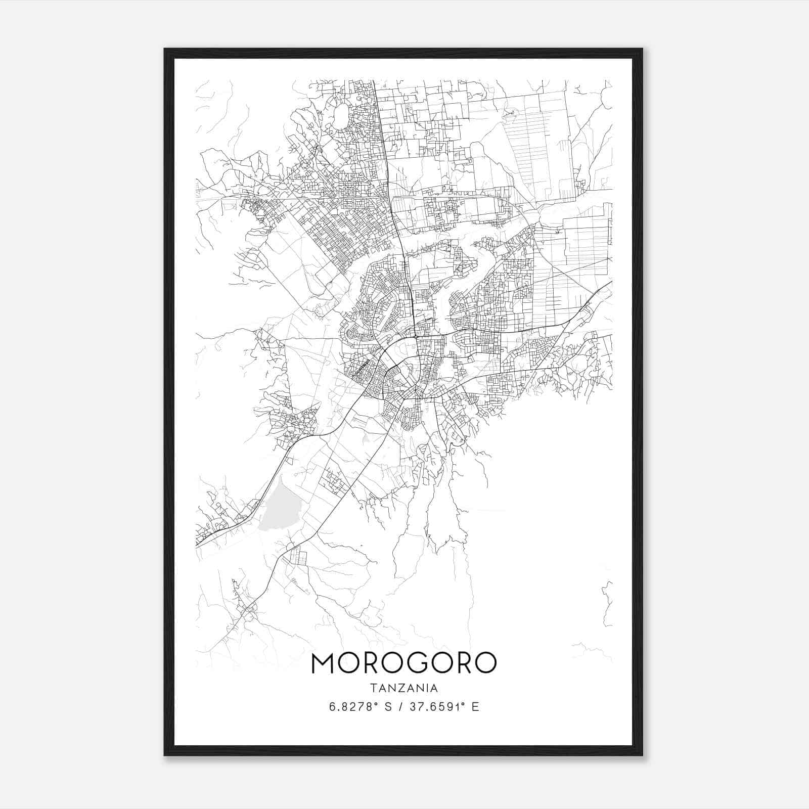 Morogoro Tanzania Map Poster, Morogoro City Road Wall Art Print ...