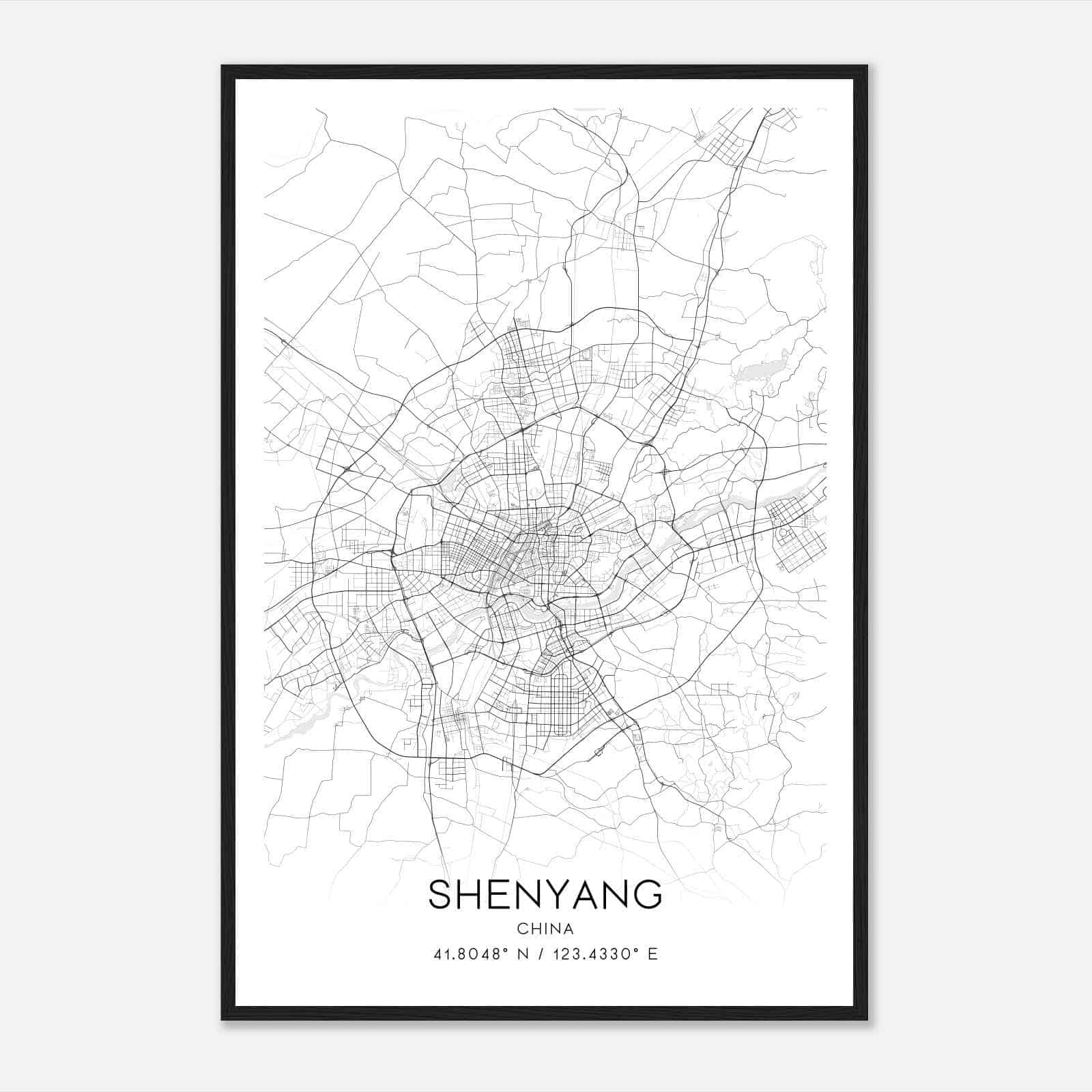 Shenyang China Map Poster, Shenyang City Road Wall Art Print - Custom ...