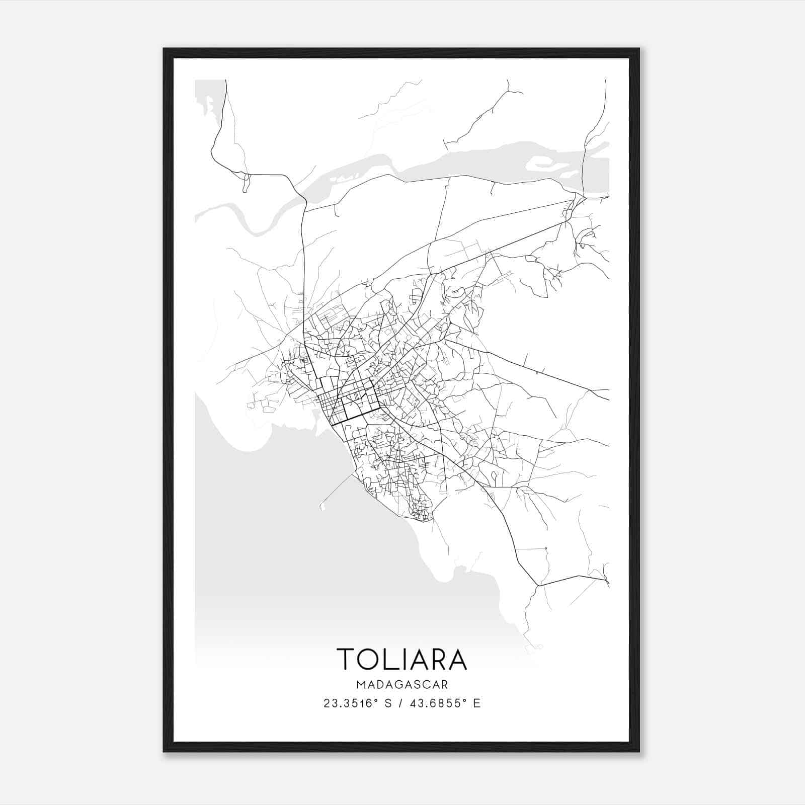 Toliara Madagascar Map Poster, Toliara City Road Wall Art Print ...