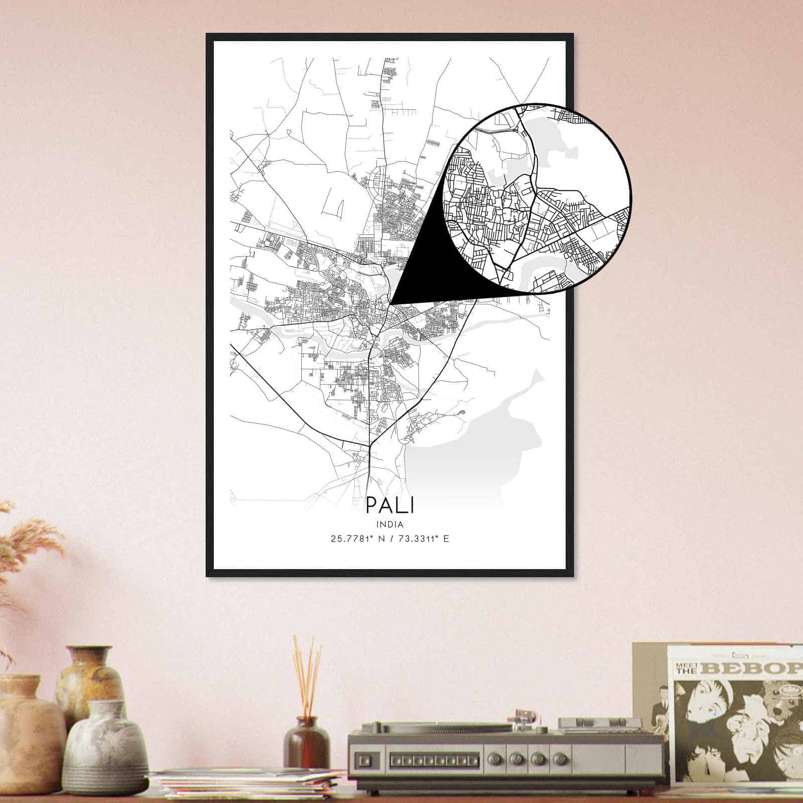 Pali India Map Poster, Pali City Road Wall Art Print - Custom Maps ...