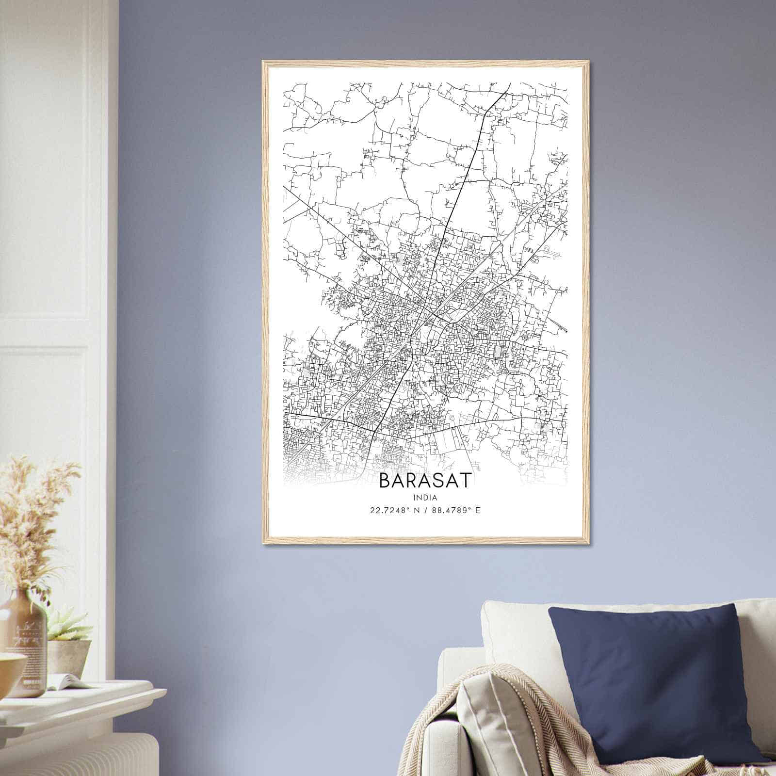 Barasat India Map Poster, Barasat City Road Wall Art Print - Custom ...