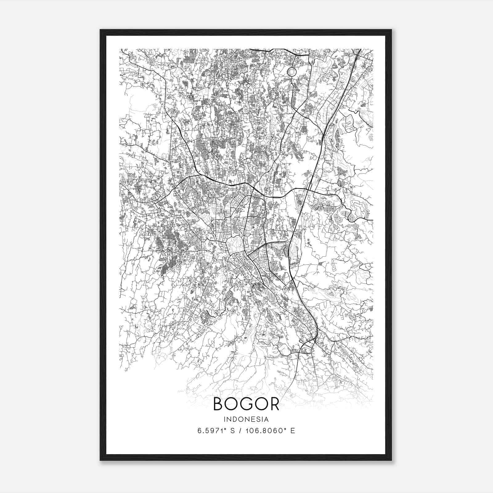 Bogor Indonesia Map Poster, Bogor City Road Wall Art Print - Custom ...