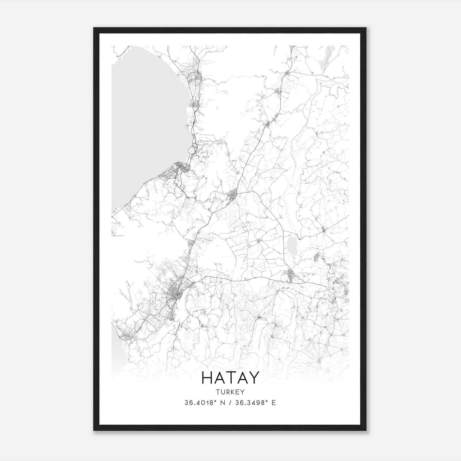 Hatay Turkey Map Poster, Hatay City Road Wall Art Print - Custom Maps ...