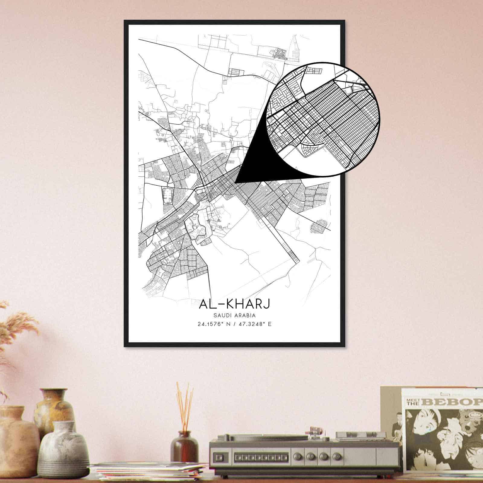 AlKharj Saudi Arabia Map Poster, AlKharj City Road Wall Art Print ...