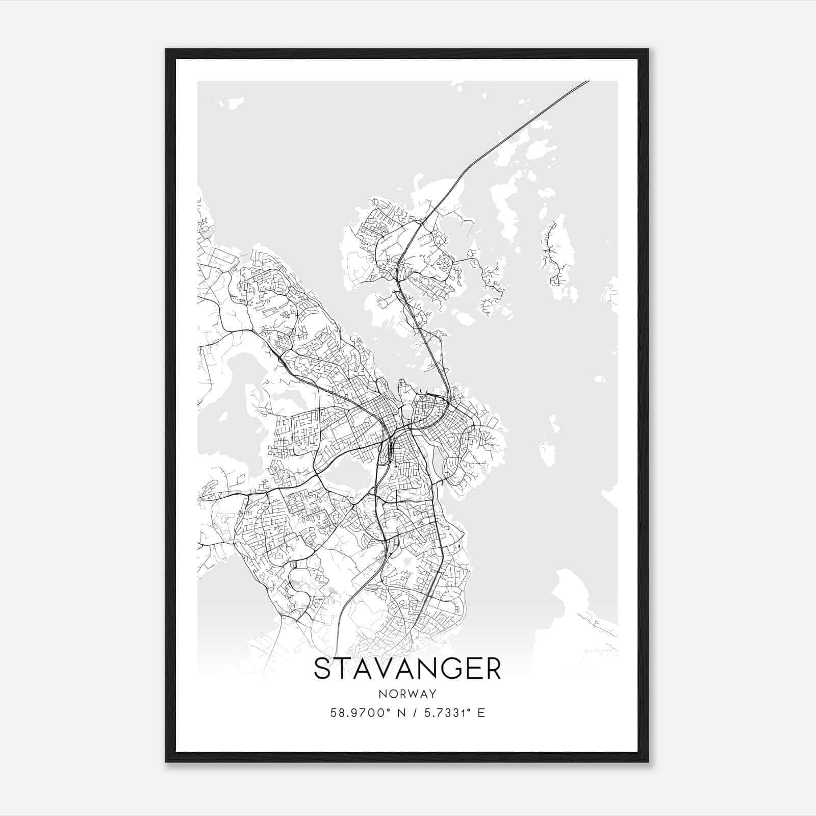 Stavanger Norway Map Poster, Stavanger City Road Wall Art Print ...