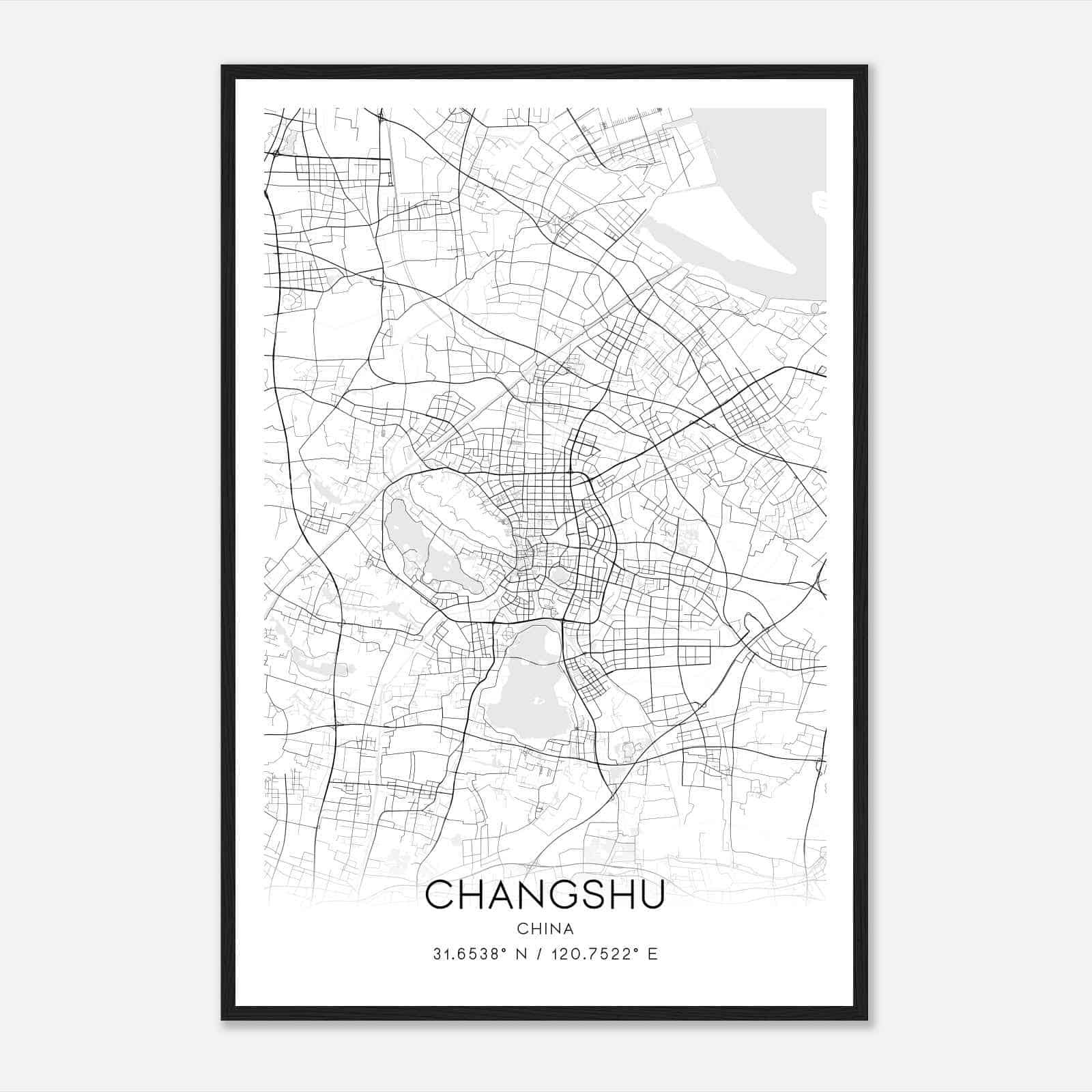 Changshu China Map Poster, Changshu City Road Wall Art Print - Custom ...