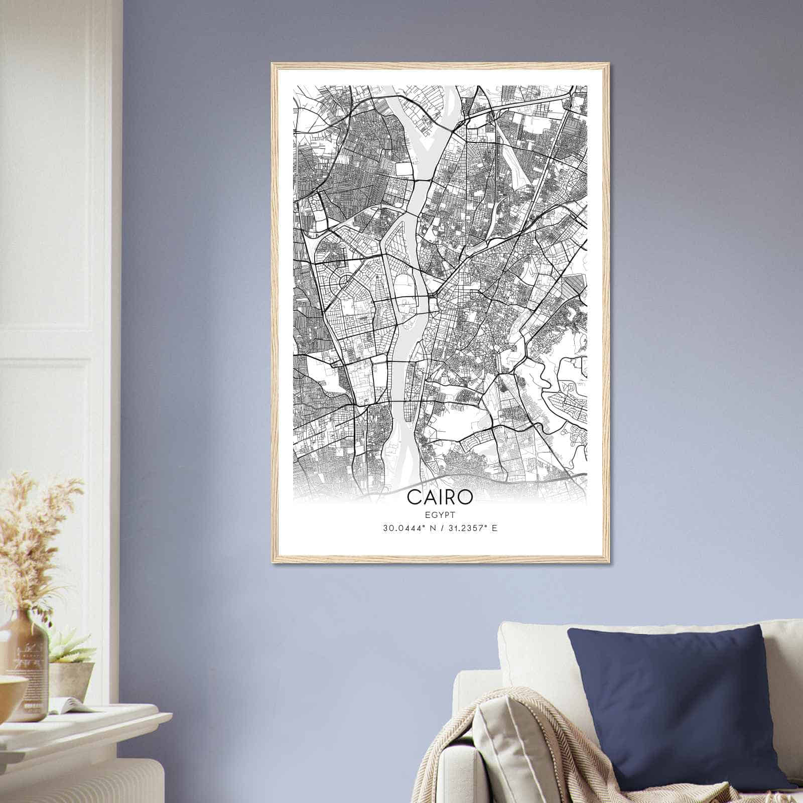 Cairo Egypt Map Poster, Cairo City Road Wall Art Print - Custom Maps ...