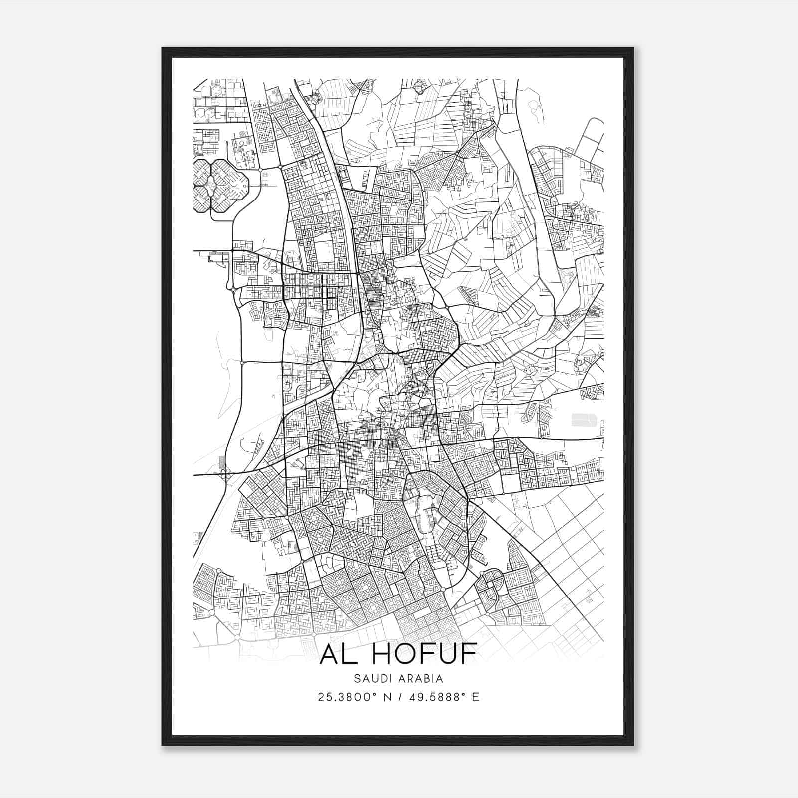 Al Hofuf Saudi Arabia Map Poster, Al Hofuf City Road Wall Art Print ...