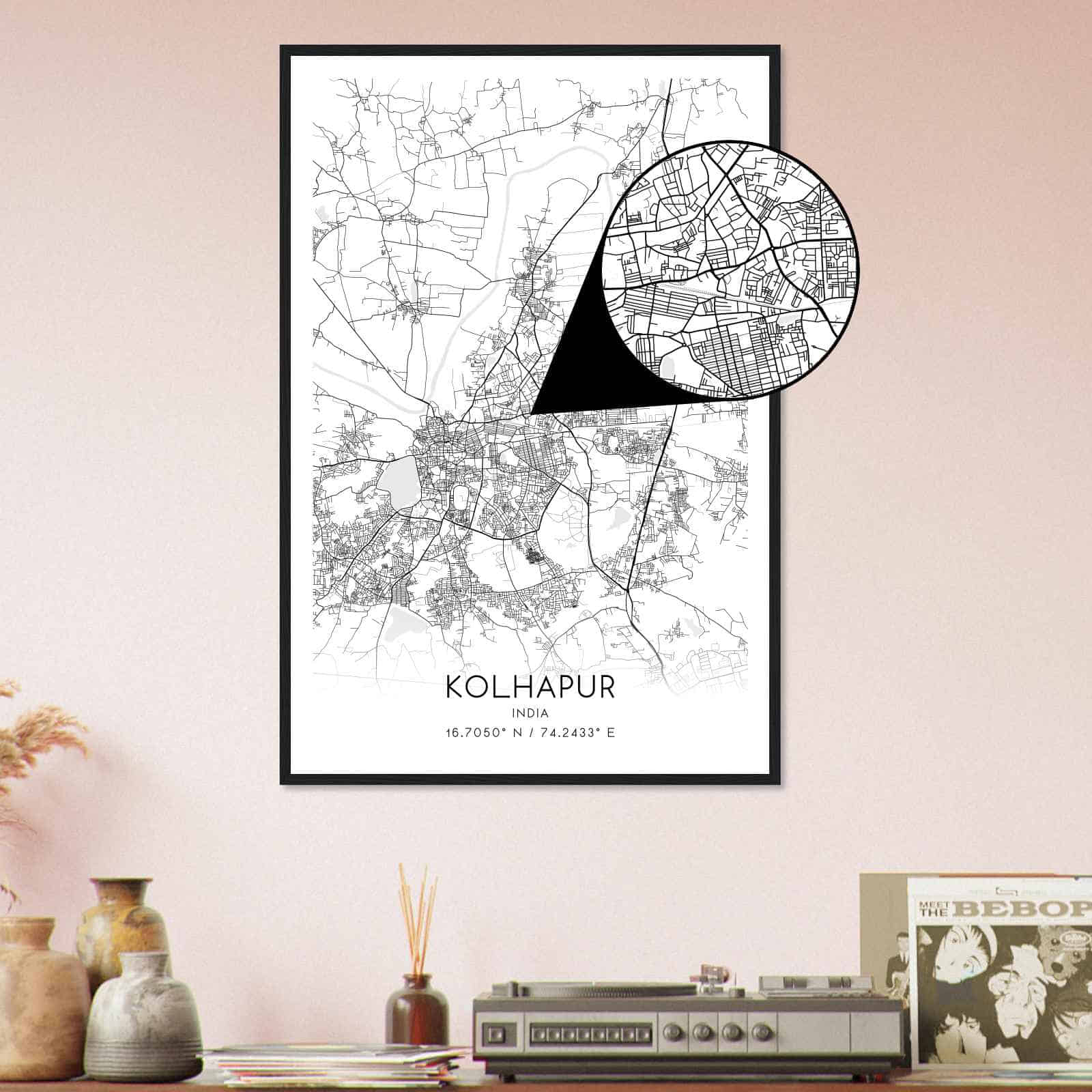 Kolhapur India Map Poster, Kolhapur City Road Wall Art Print - Custom ...