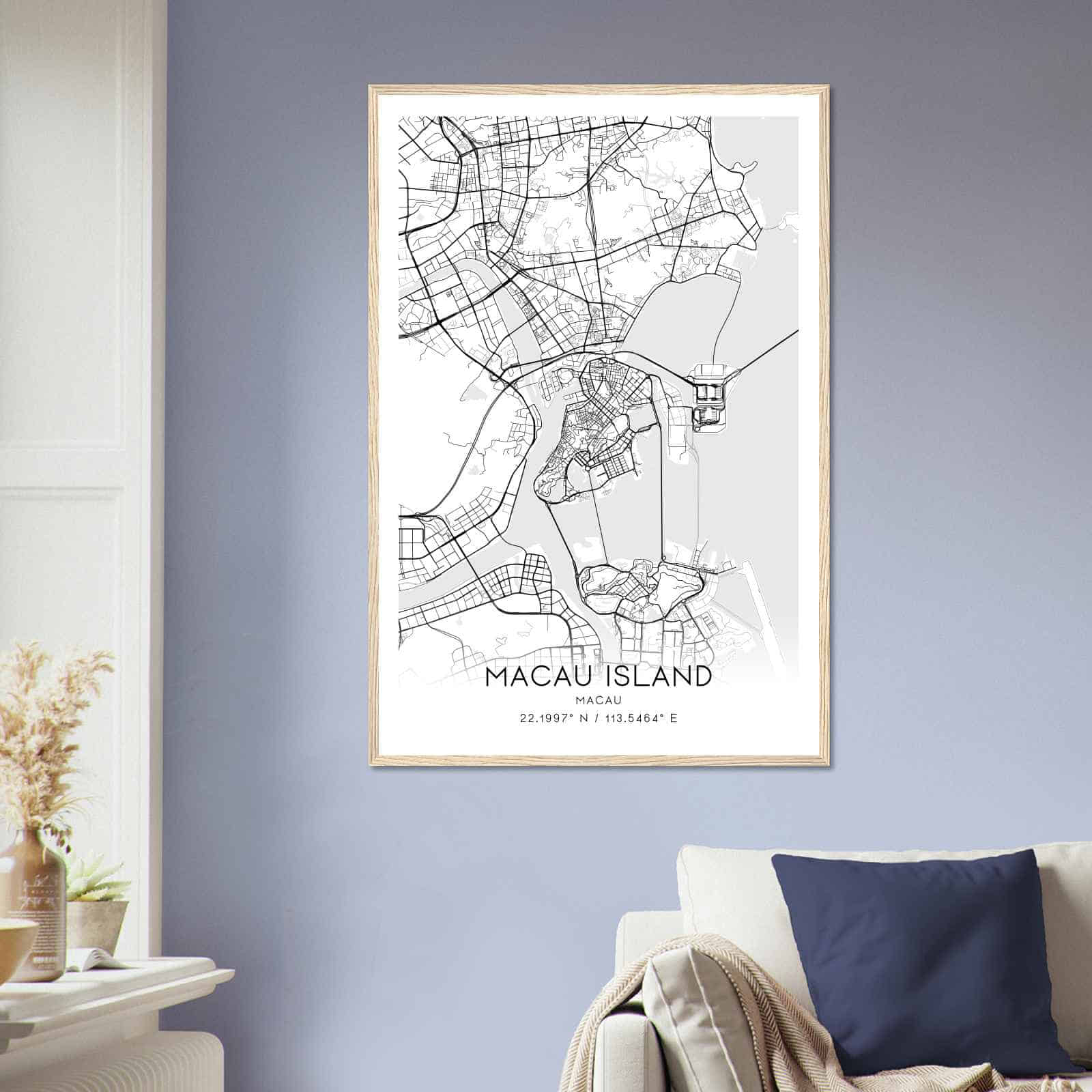 Macau Island Macau Map Poster, Macau Island City Road Wall Art Print ...