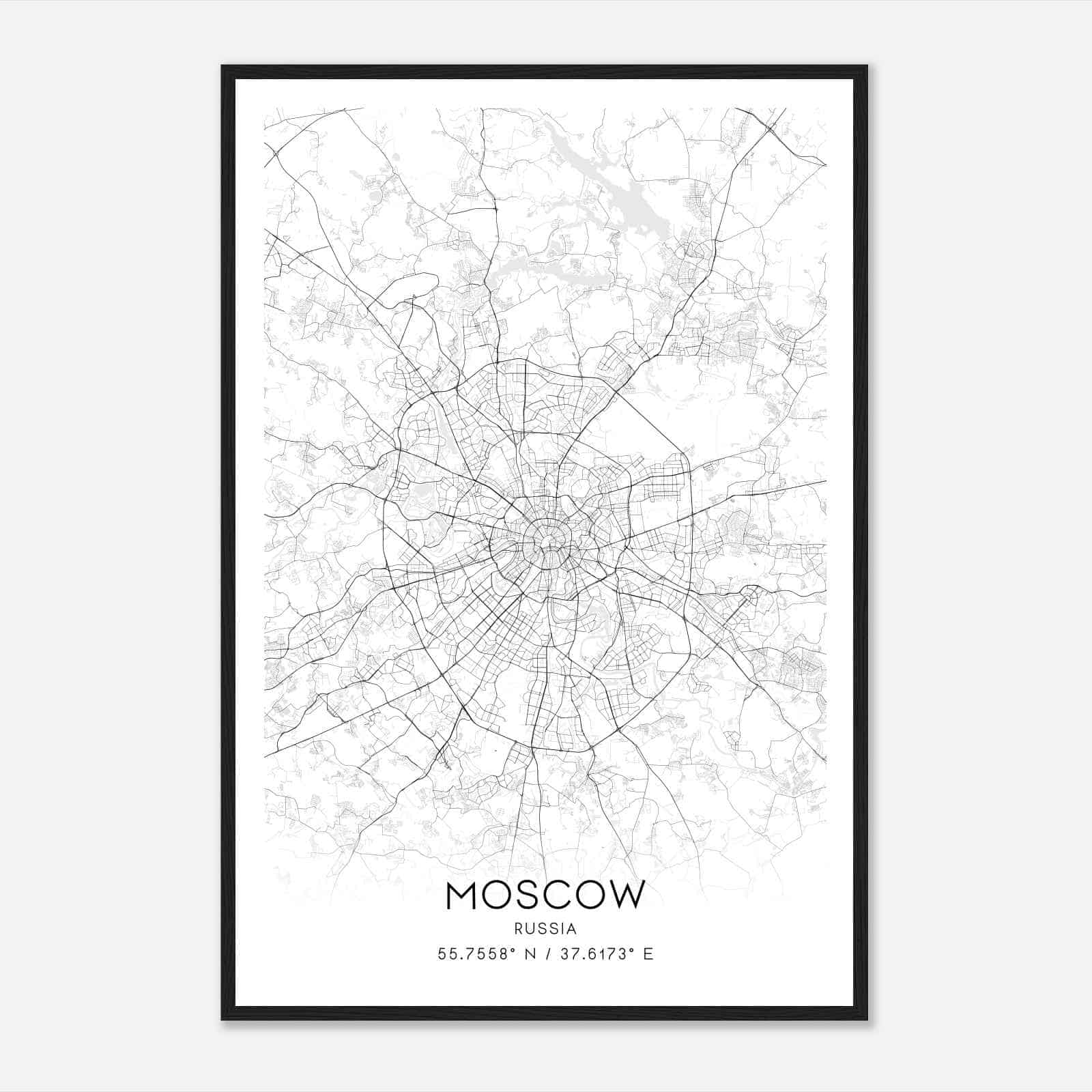 Moscow Russia Map Poster, Moscow City Road Wall Art Print - Custom Maps ...