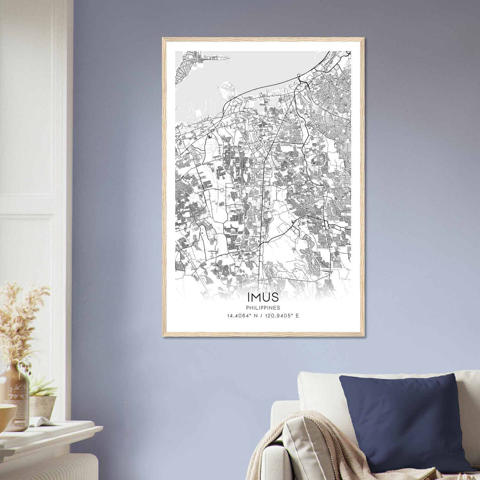 Imus Philippines Map Poster, Imus City Road Wall Art Print - Custom ...