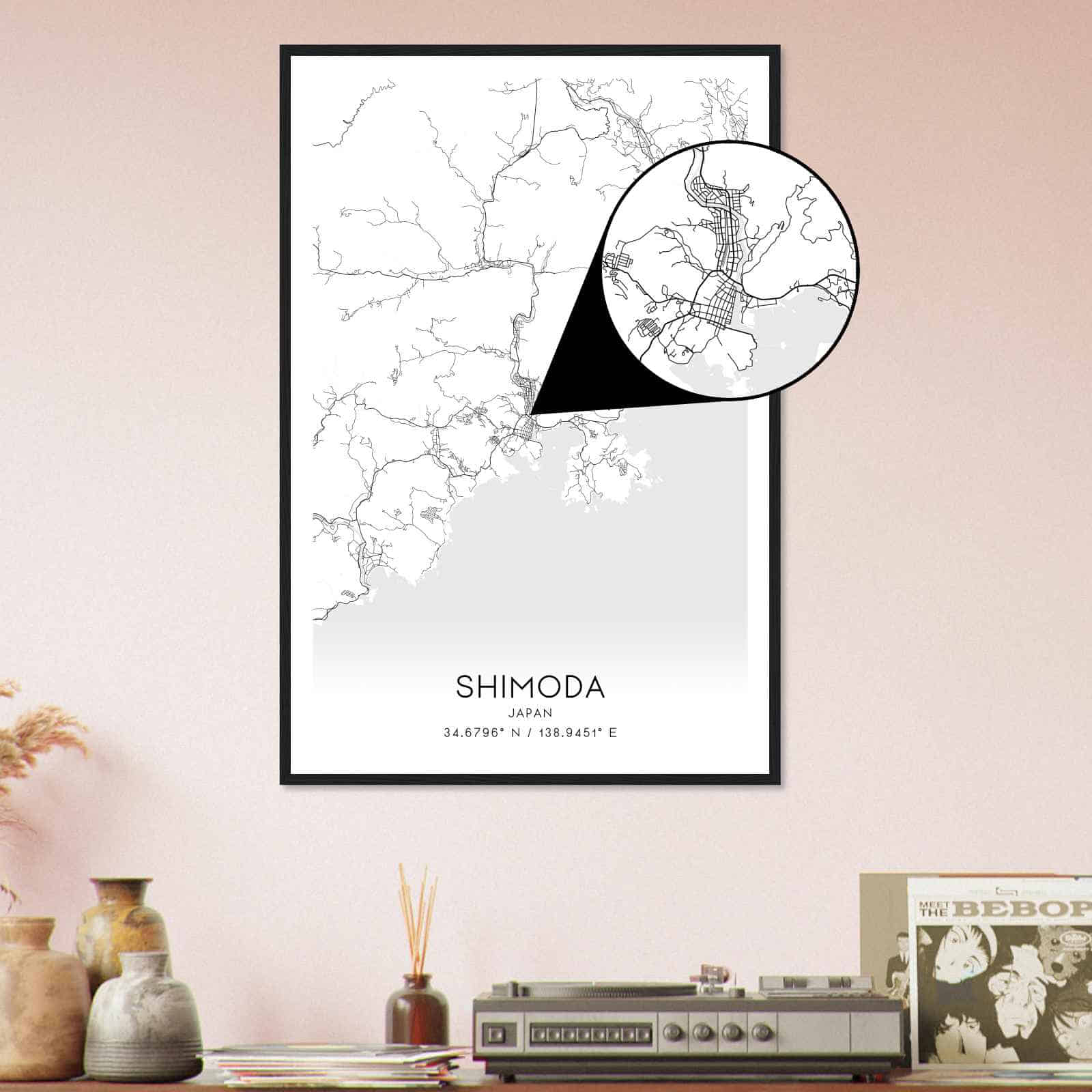 Shimoda Japan Map Poster, Shimoda City Road Wall Art Print - Custom ...