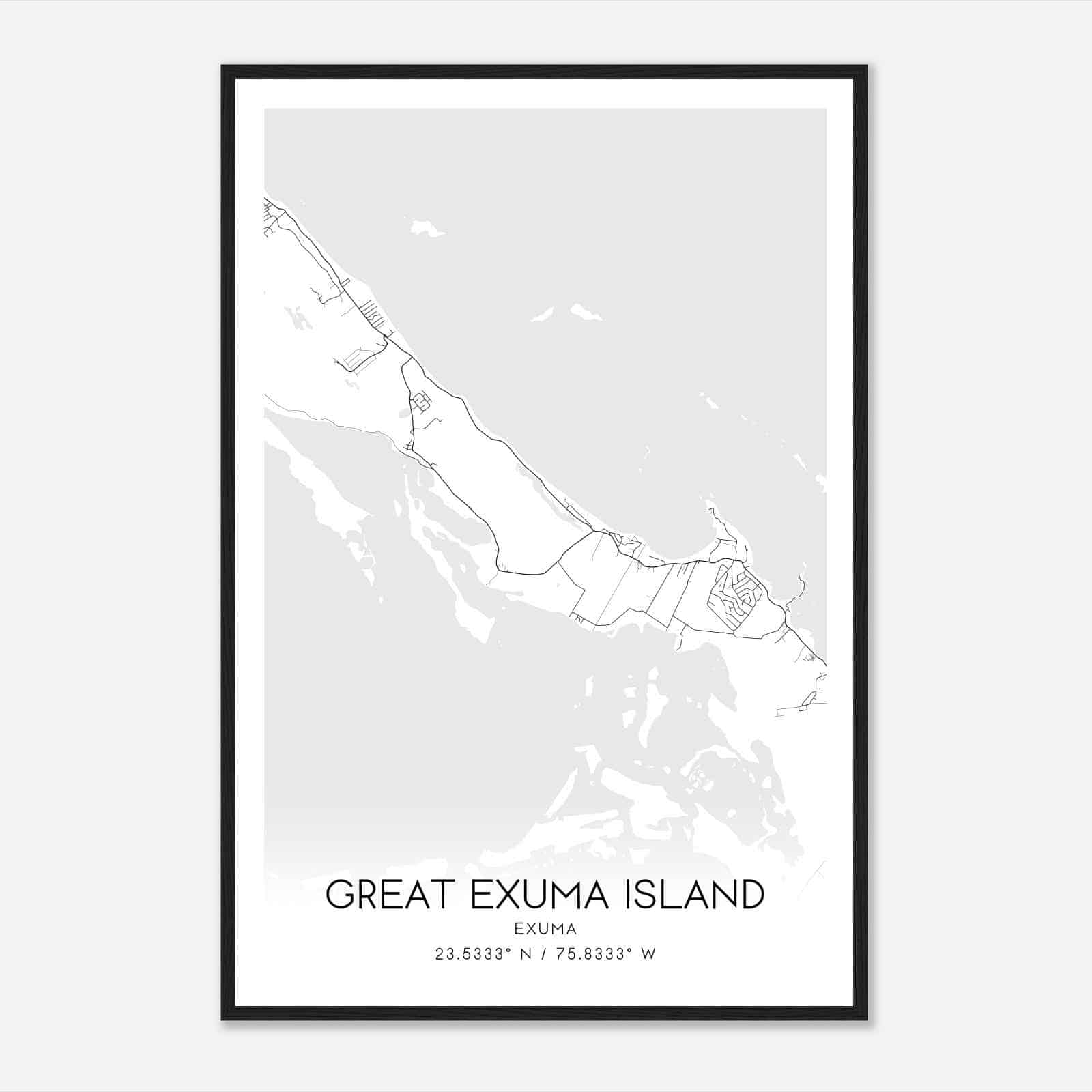 Great Exuma Island Exuma Map Poster, Great Exuma Island City Road Wall ...