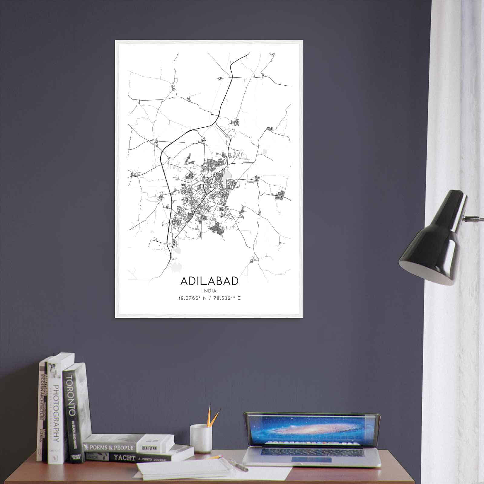 Adilabad India Map Poster, Adilabad City Road Wall Art Print - Custom ...