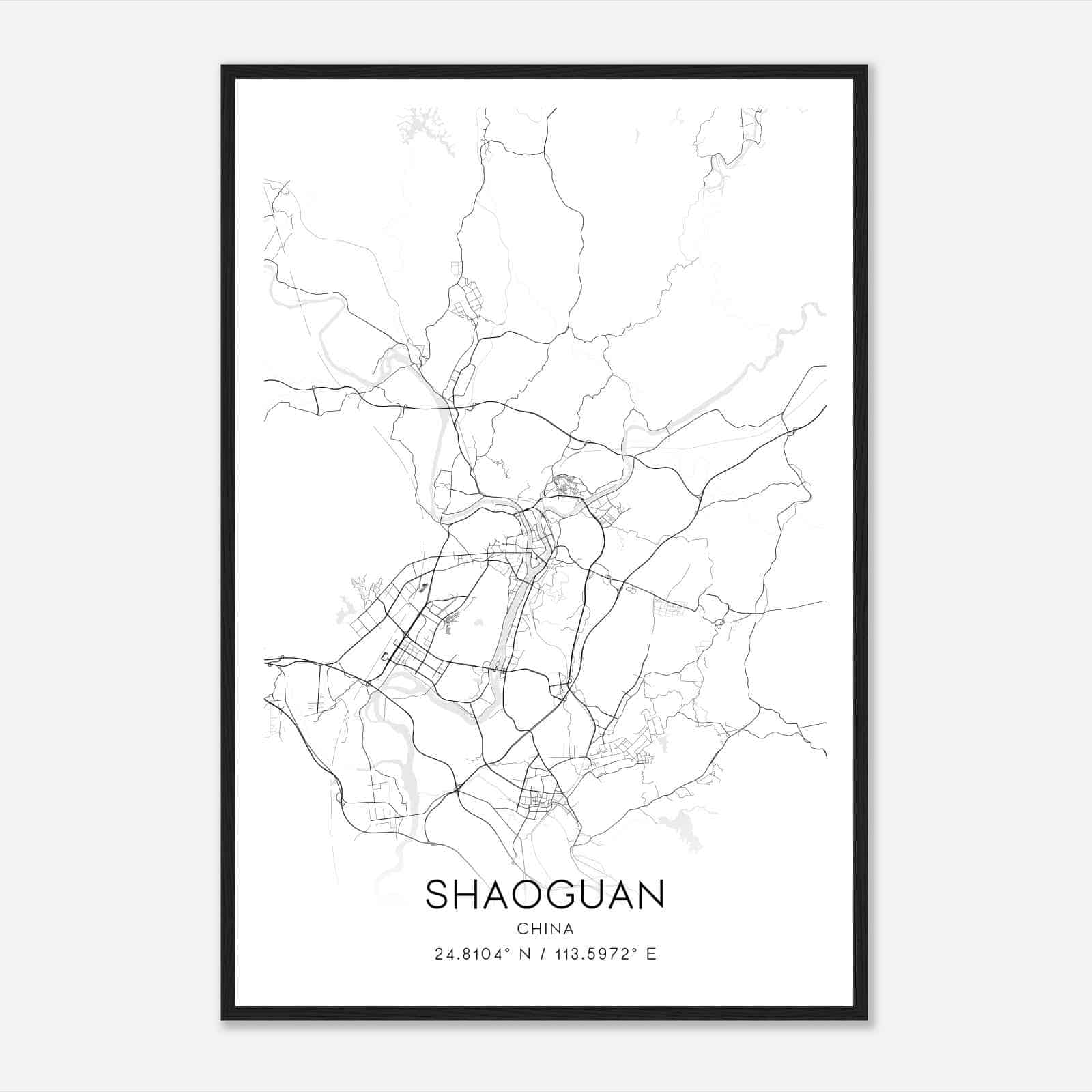 Shaoguan China Map Poster, Shaoguan City Road Wall Art Print - Custom ...