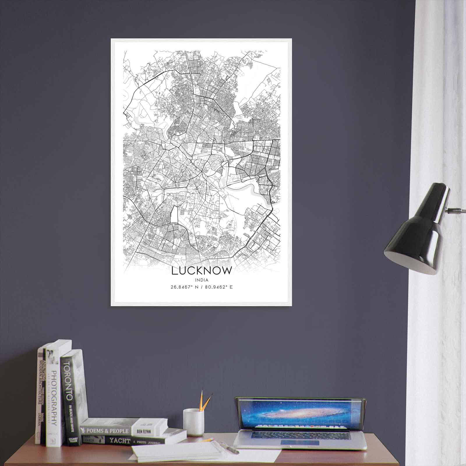 Lucknow India Map Poster, Lucknow City Road Wall Art Print - Custom ...