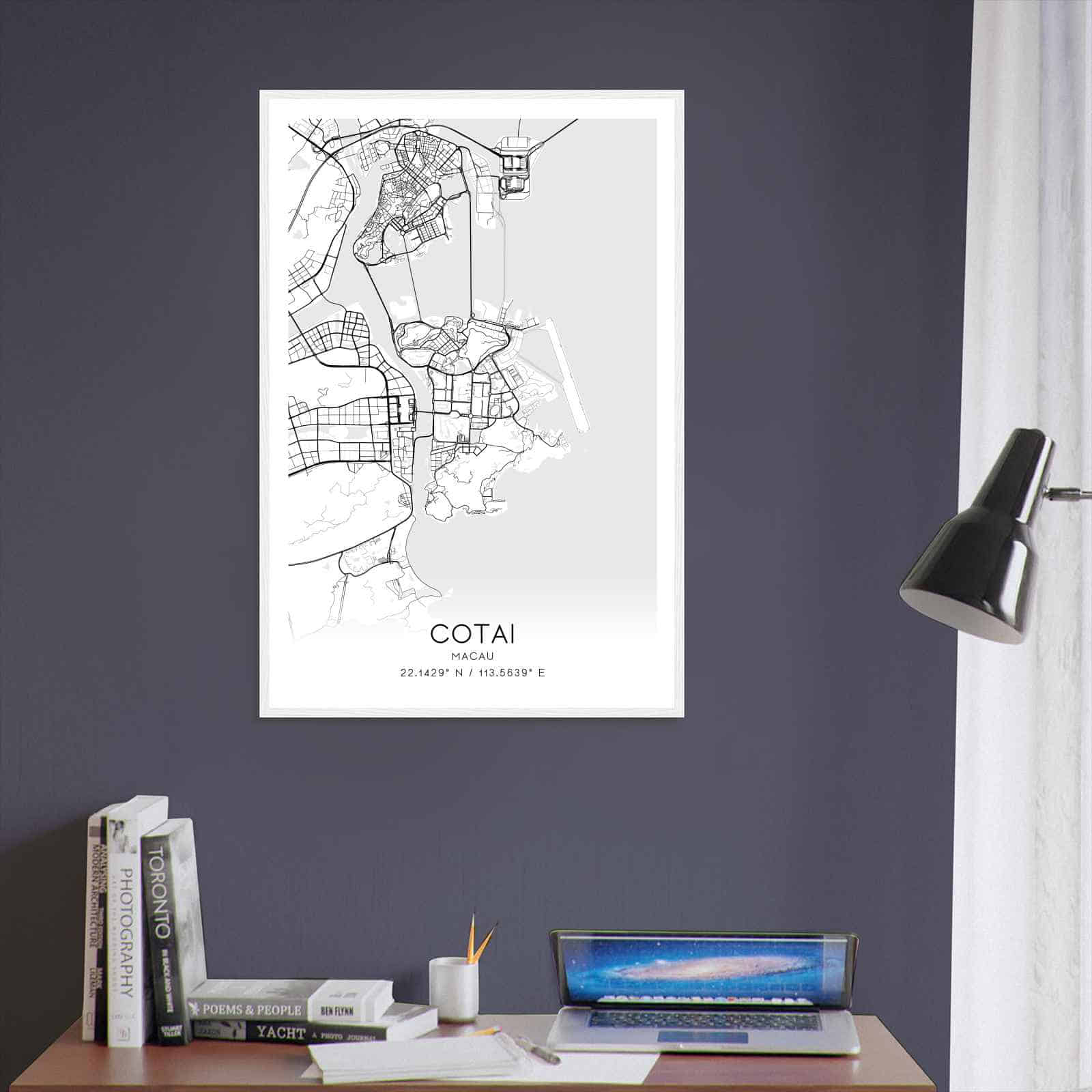 Cotai Macau Map Poster, Cotai City Road Wall Art Print - Custom Maps ...