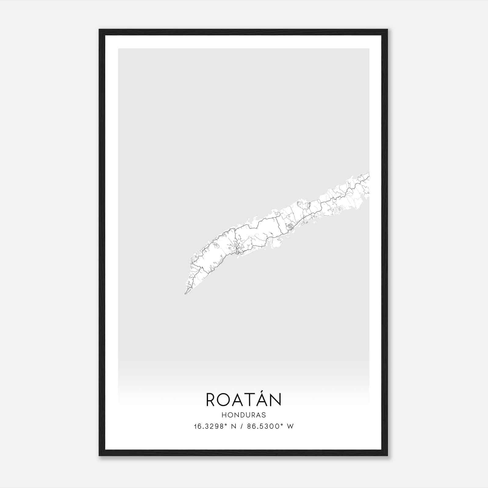 Roatan Honduras Map Poster, Roatan City Road Wall Art Print - Custom ...