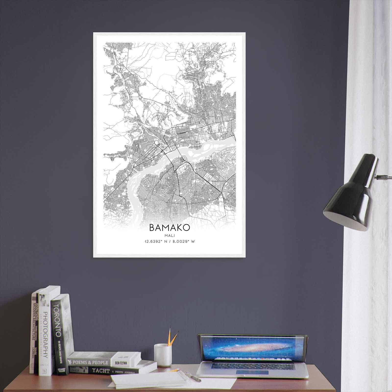 Bamako Mali Map Poster, Bamako City Road Wall Art Print - Custom Maps ...