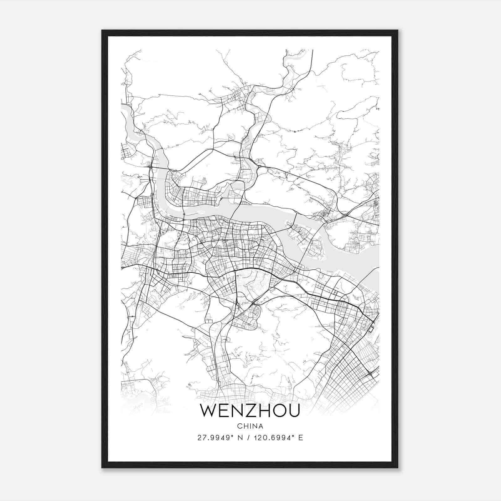 Wenzhou China Map Poster, Wenzhou City Road Wall Art Print - Custom ...