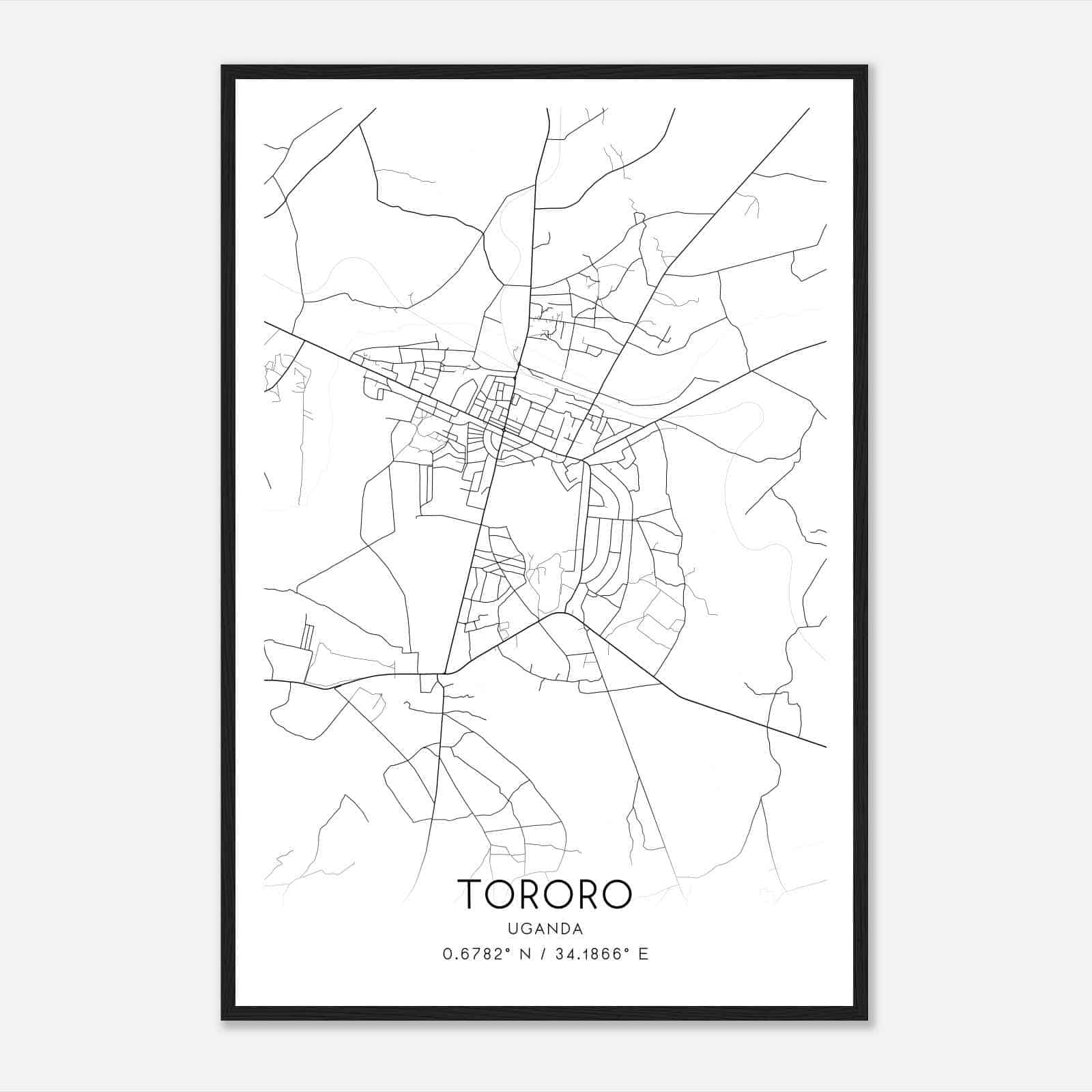 Tororo Uganda Map Poster, Tororo City Road Wall Art Print - Custom Maps ...