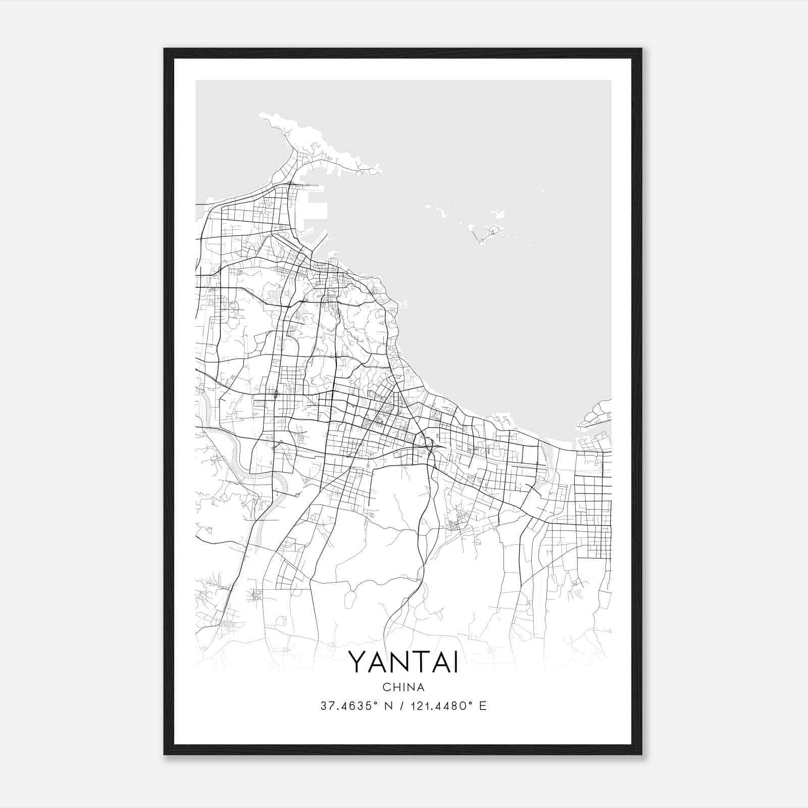 Yantai China Map Poster, Yantai City Road Wall Art Print - Custom Maps ...