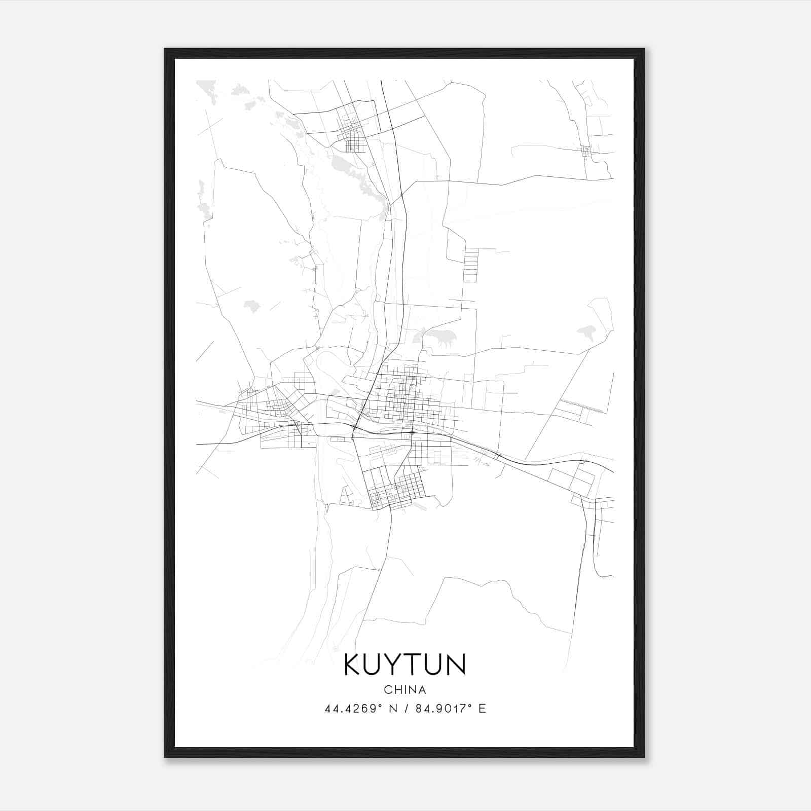 Kuytun China Map Poster, Kuytun City Road Wall Art Print - Custom Maps ...