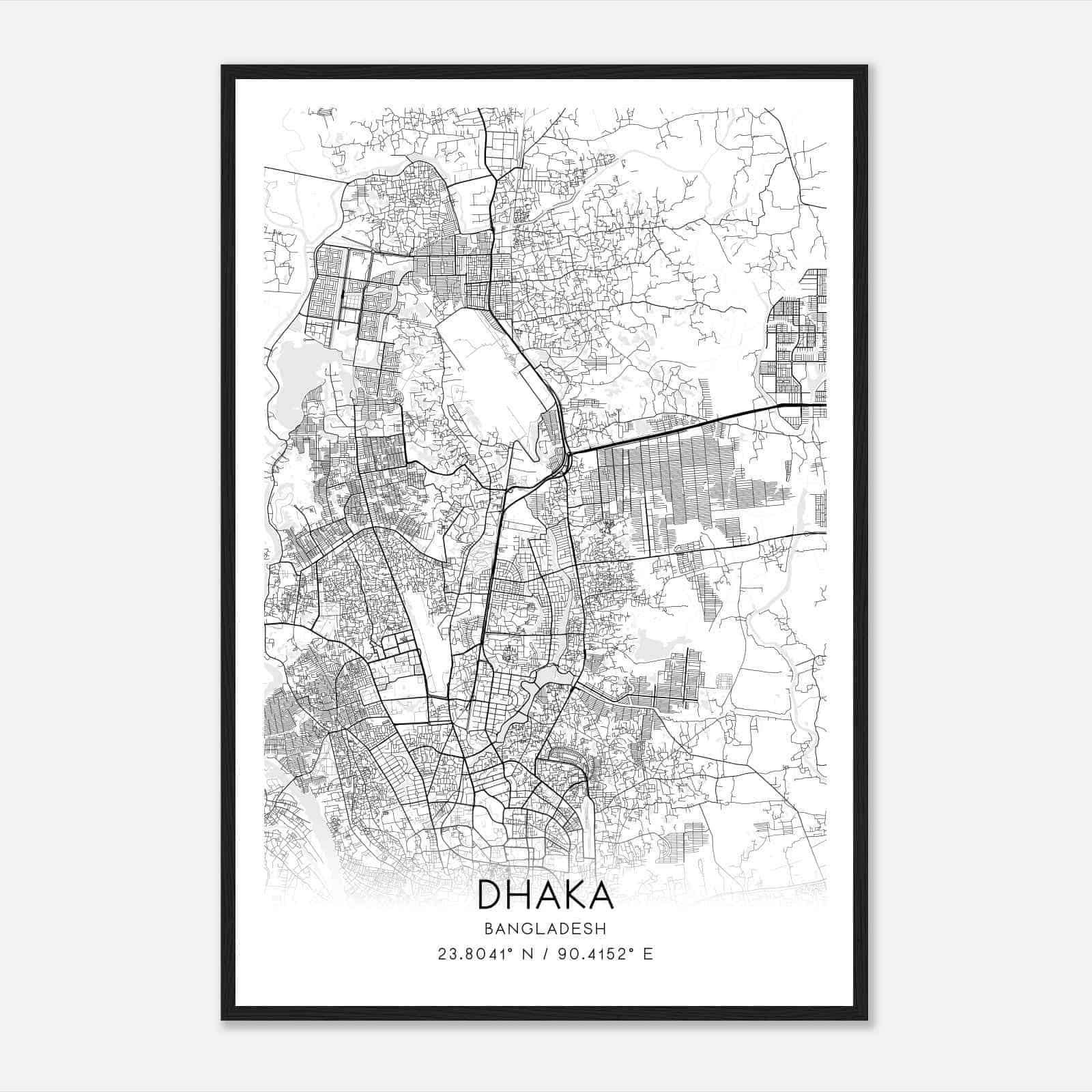 Dhaka Bangladesh Map Poster, Dhaka City Road Wall Art Print - Custom ...