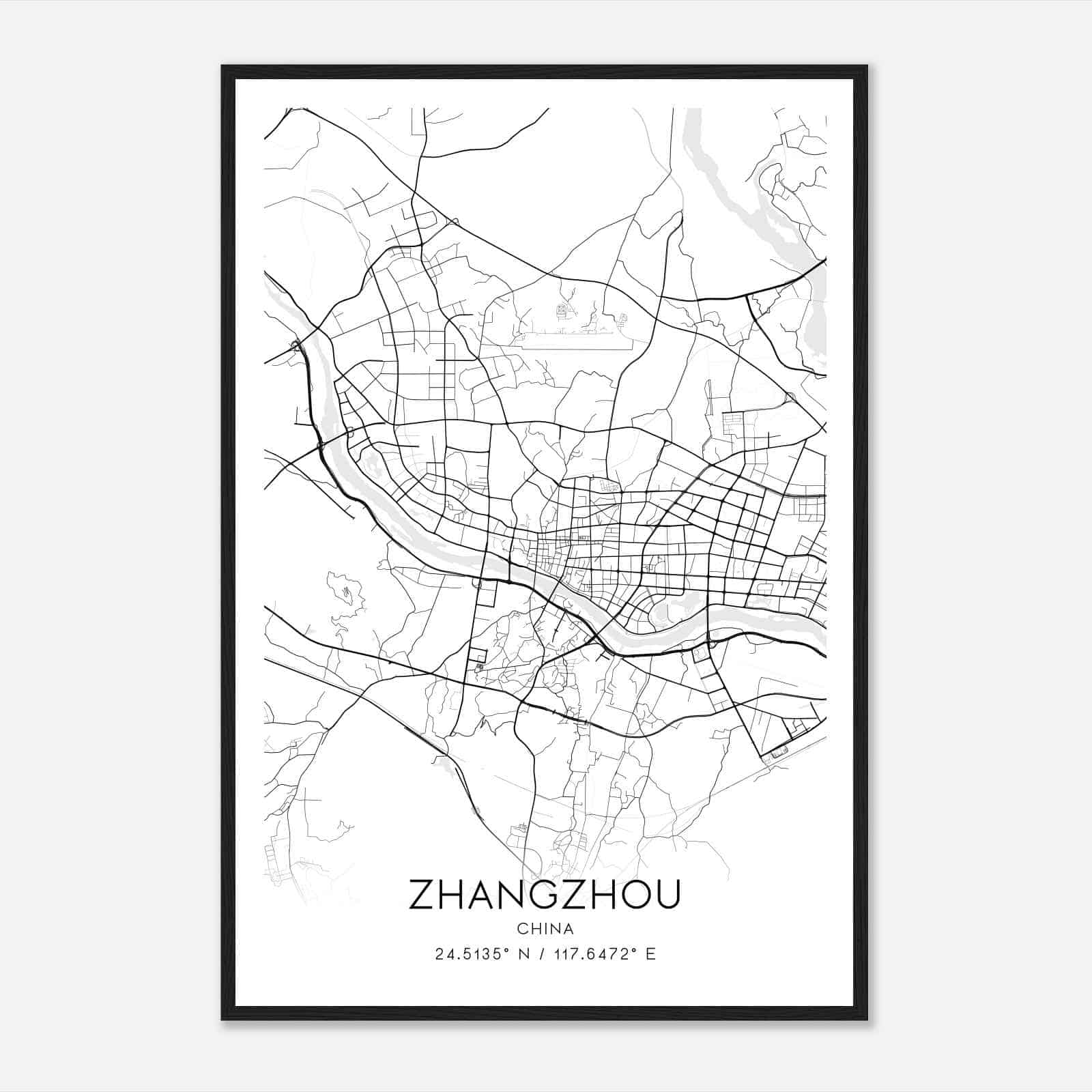 Zhangzhou China Map Poster, Zhangzhou City Road Wall Art Print - Custom ...