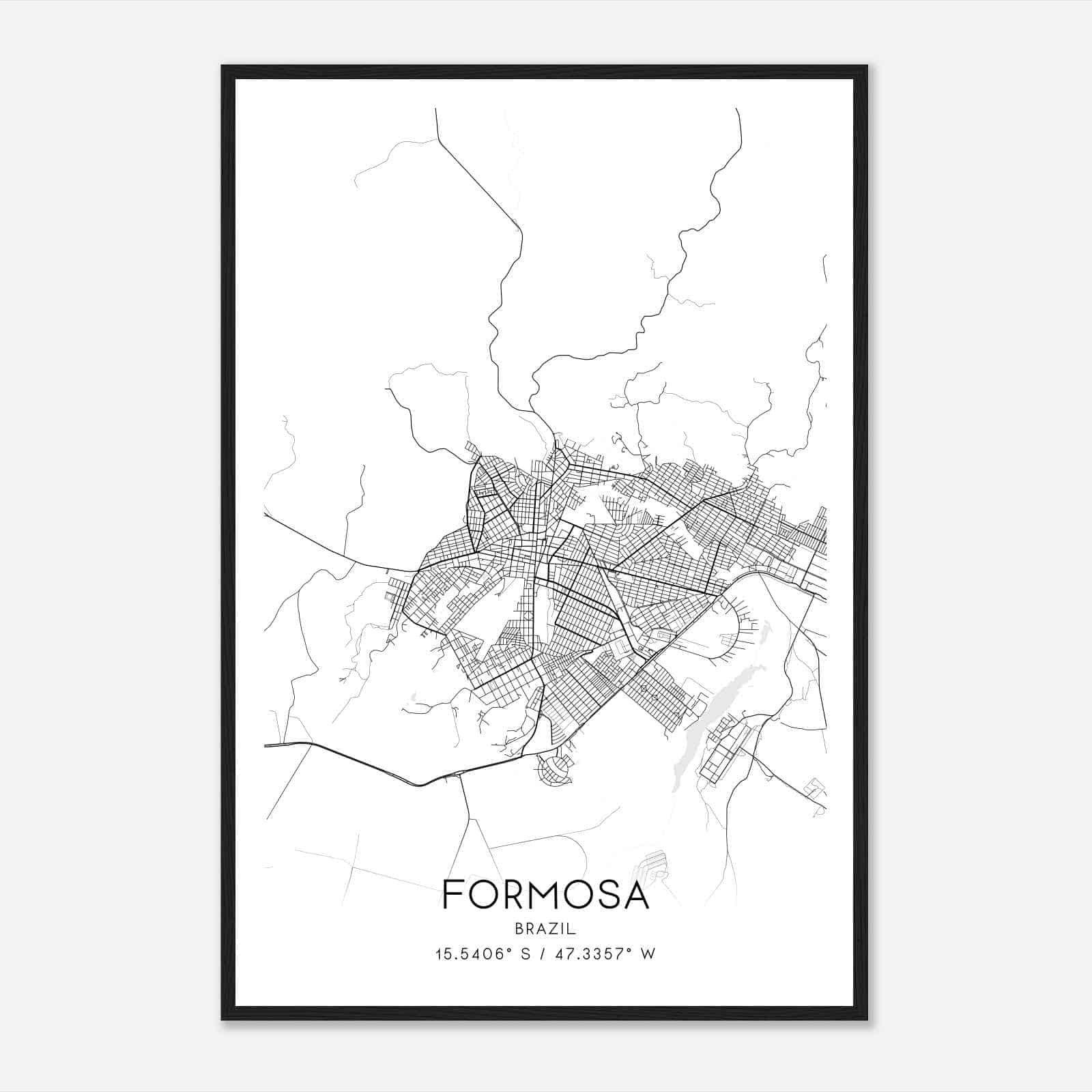 Formosa Brazil Map Poster, Formosa City Road Wall Art Print - Custom ...