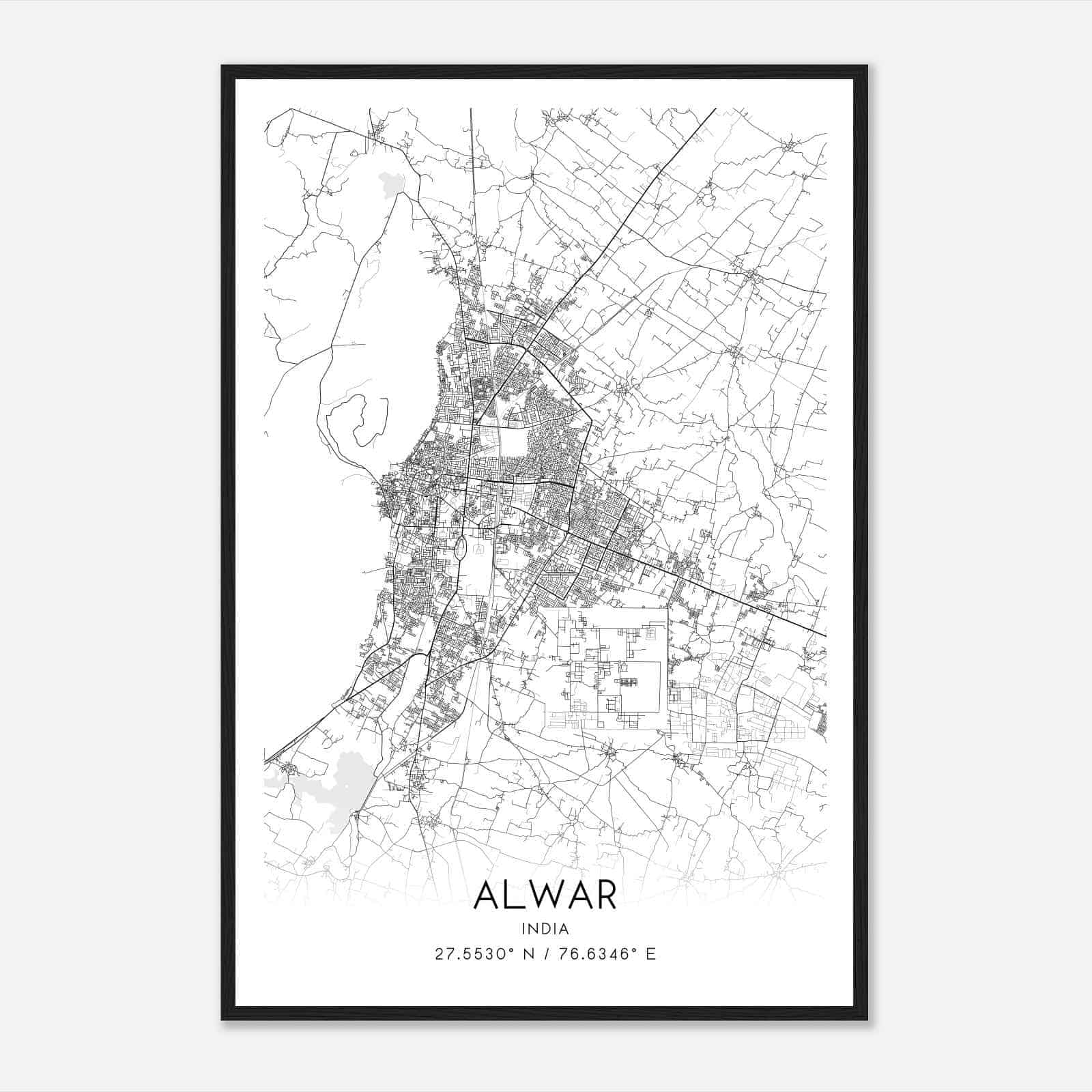 Alwar India Map Poster, Alwar City Road Wall Art Print - Custom Maps ...