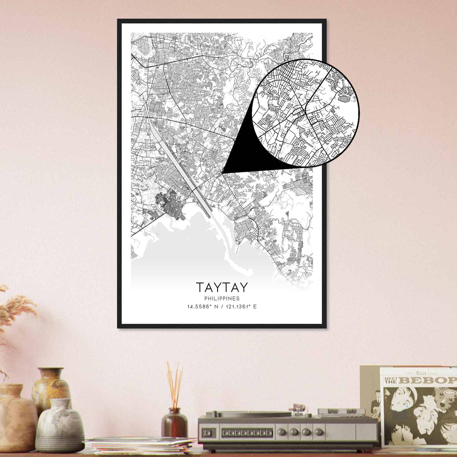Taytay Philippines Map Poster, Taytay City Road Wall Art Print - Custom ...