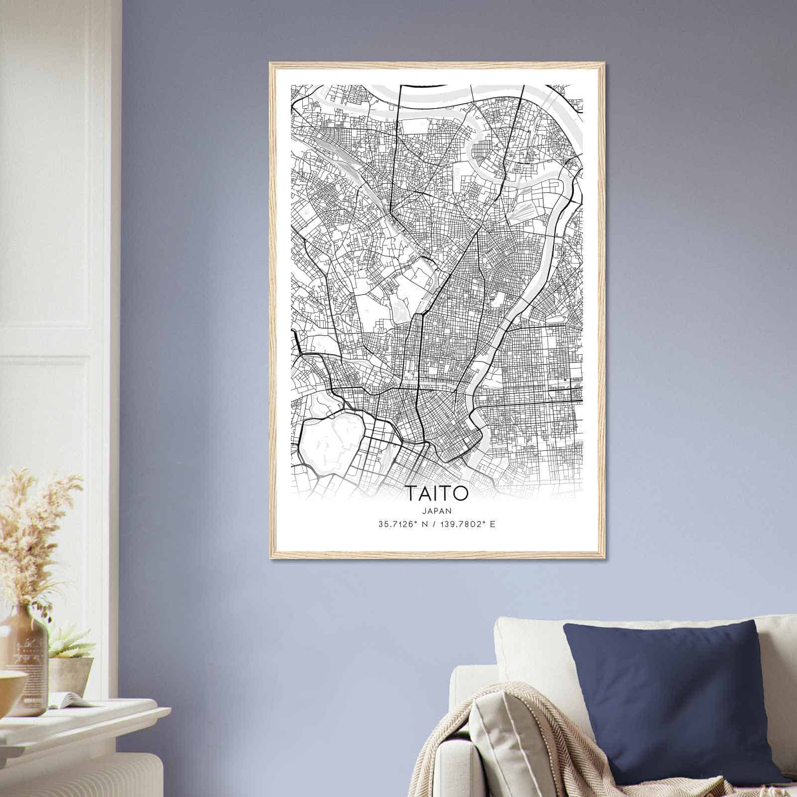 Taito Japan Map Poster, Taito City Road Wall Art Print - Custom Maps ...