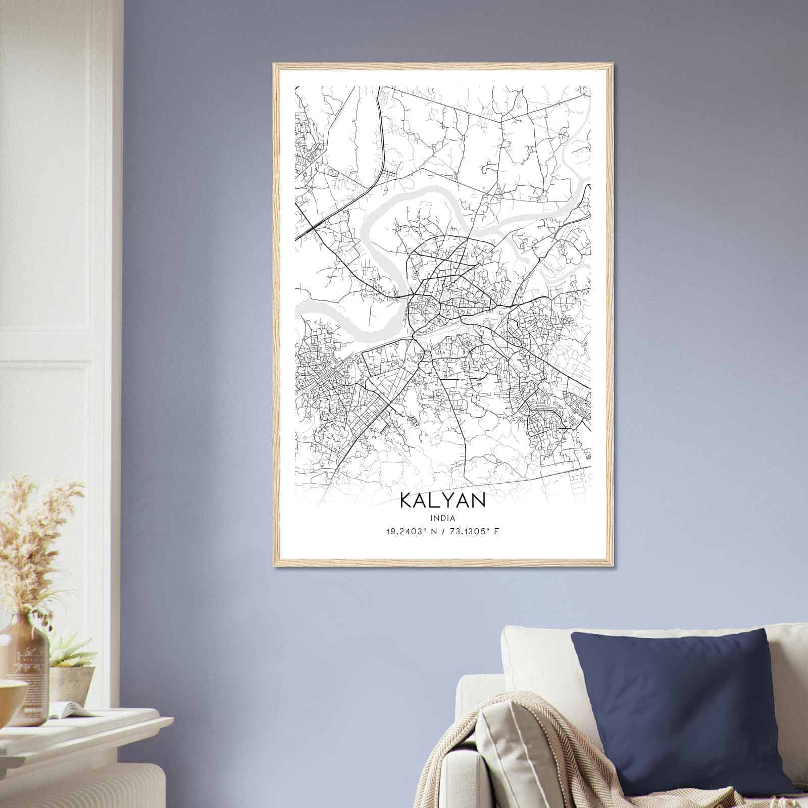 Kalyan India Map Poster, Kalyan City Road Wall Art Print - Custom Maps ...