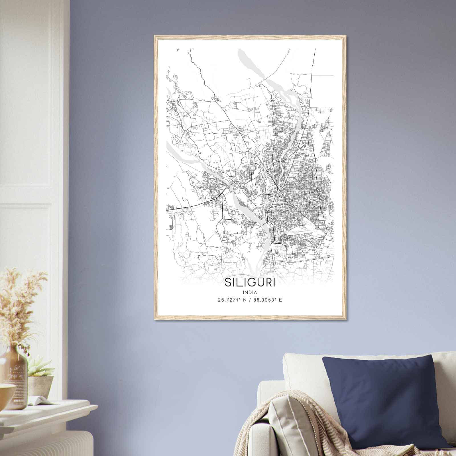 Siliguri India Map Poster, Siliguri City Road Wall Art Print - Custom ...