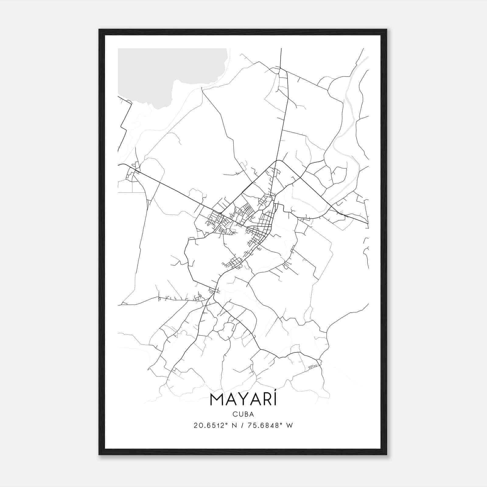 Mayari Cuba Map Poster, Mayari City Road Wall Art Print - Custom Maps ...