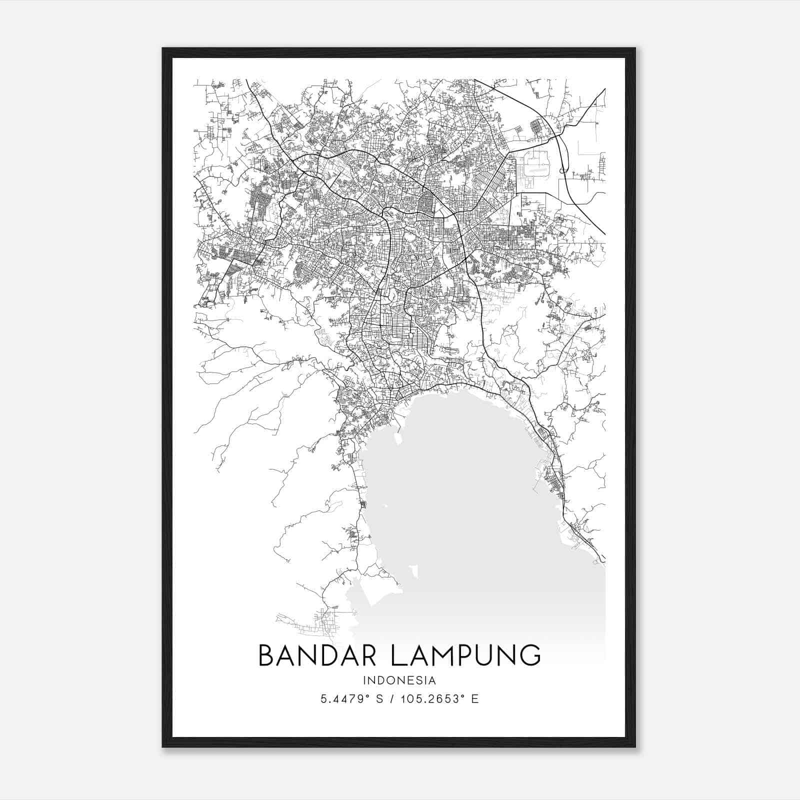 Bandar Lampung Indonesia Map Poster, Bandar Lampung City Road Wall Art ...